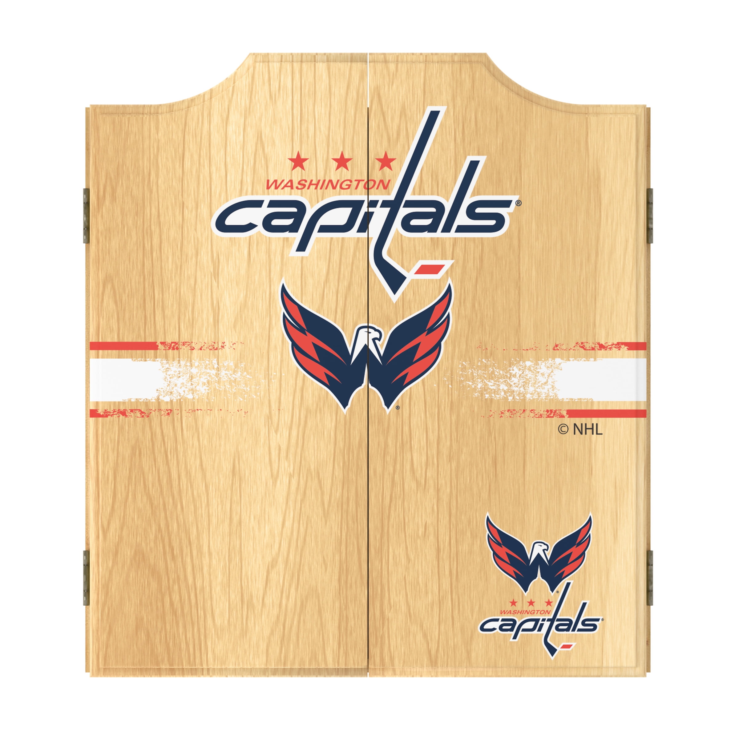 Washington Capitals Logo Dart Board Cabinet Set with 6 Steel Tip Darts ...