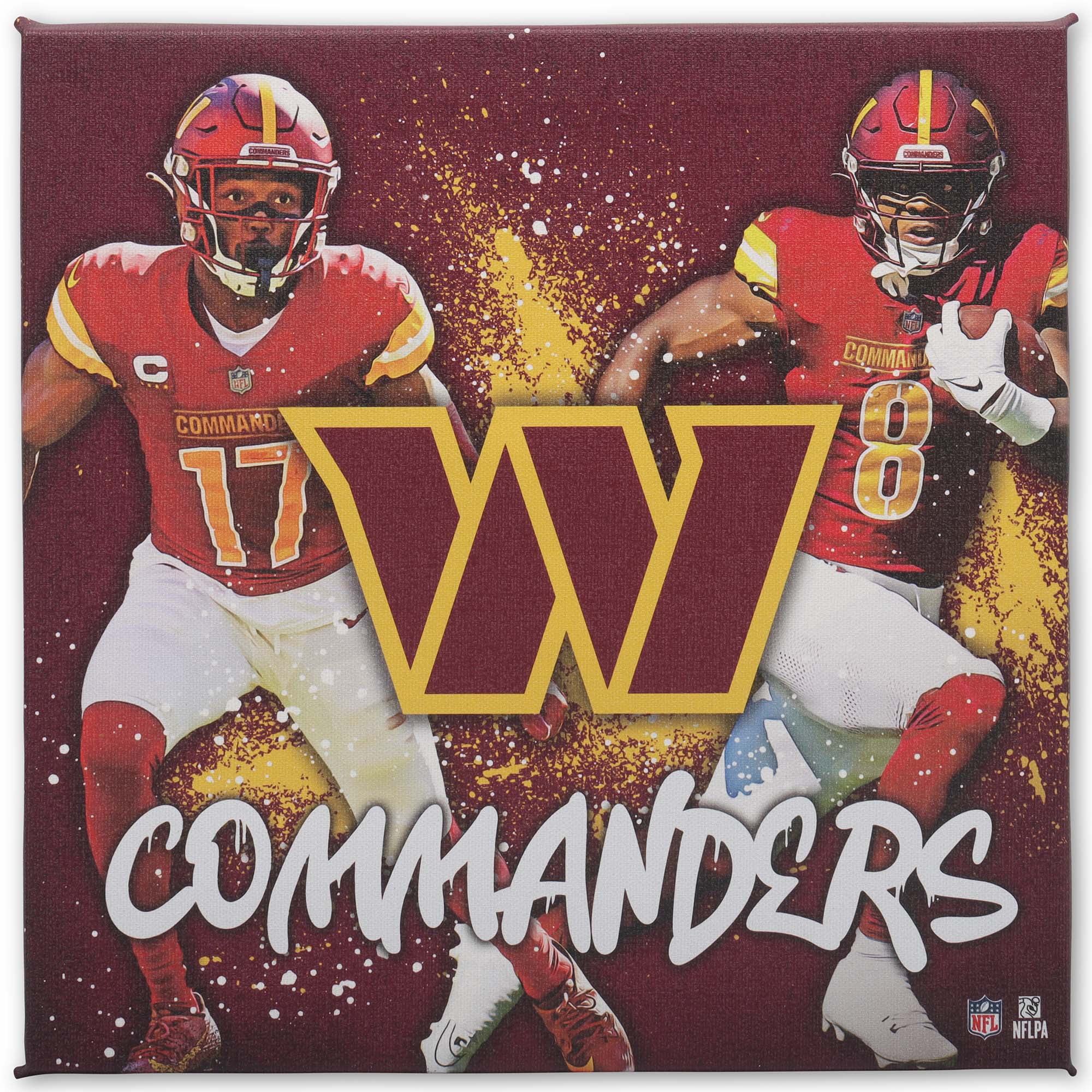 Washington Commanders 12" x 12" Team Logo and Players Splash Canvas ...