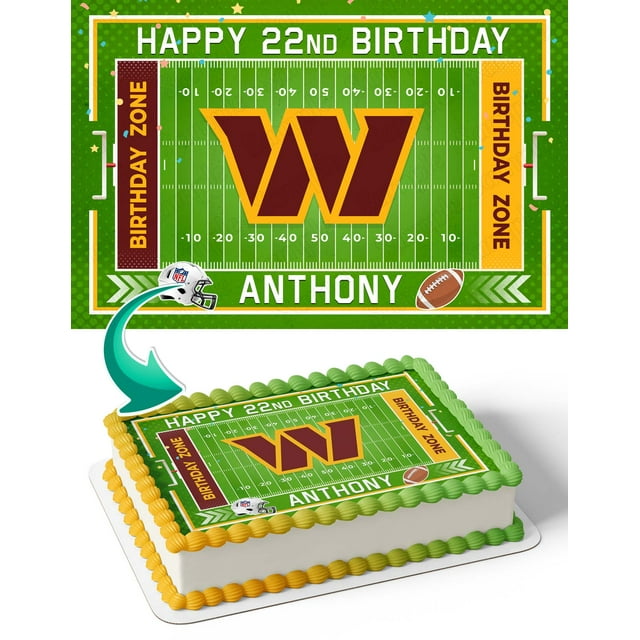 Personalizable Washington Commanders Edible Birthday Cake Image Topper ...