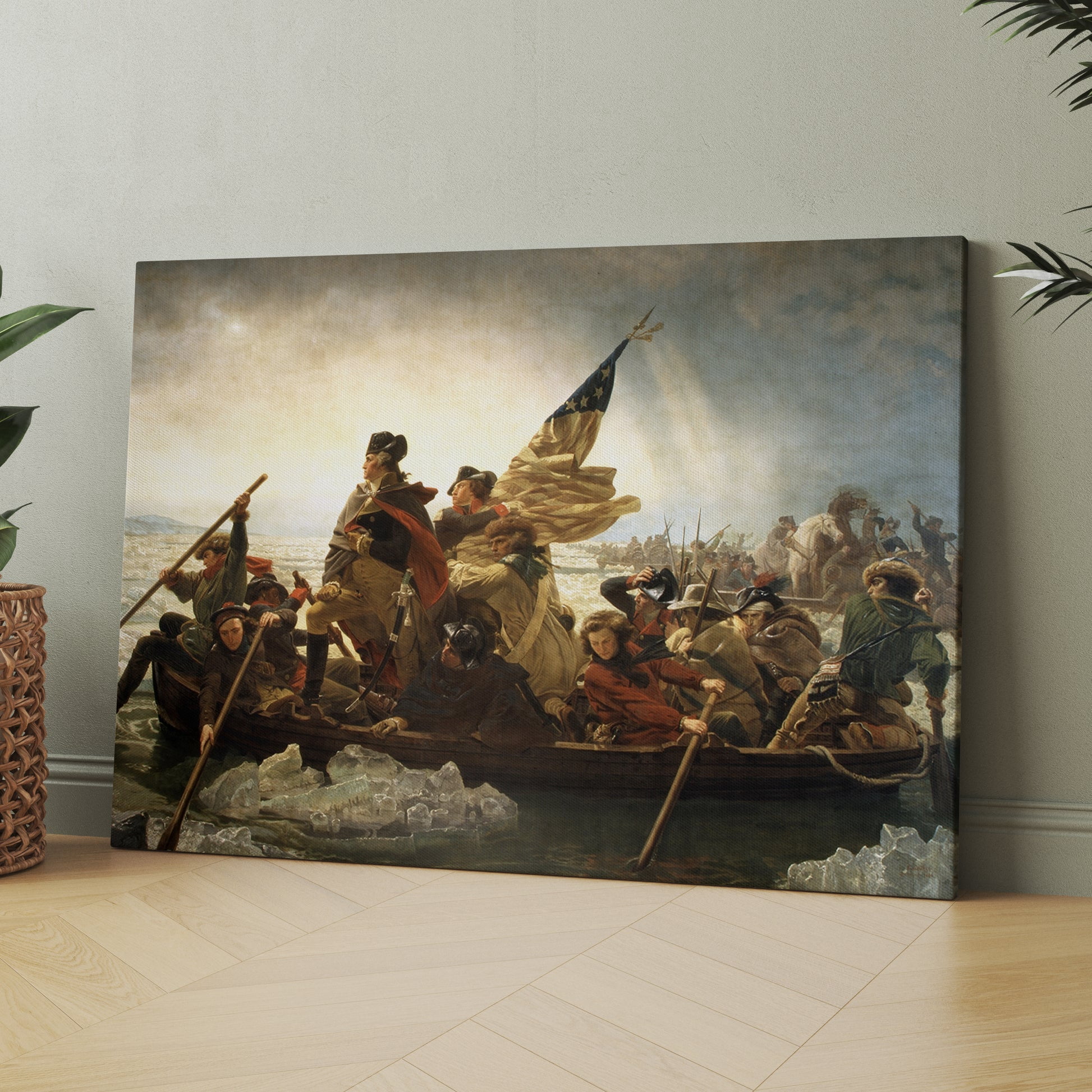 Washington Crossing The Delaware Painting USA History Canvas Wall Art ...