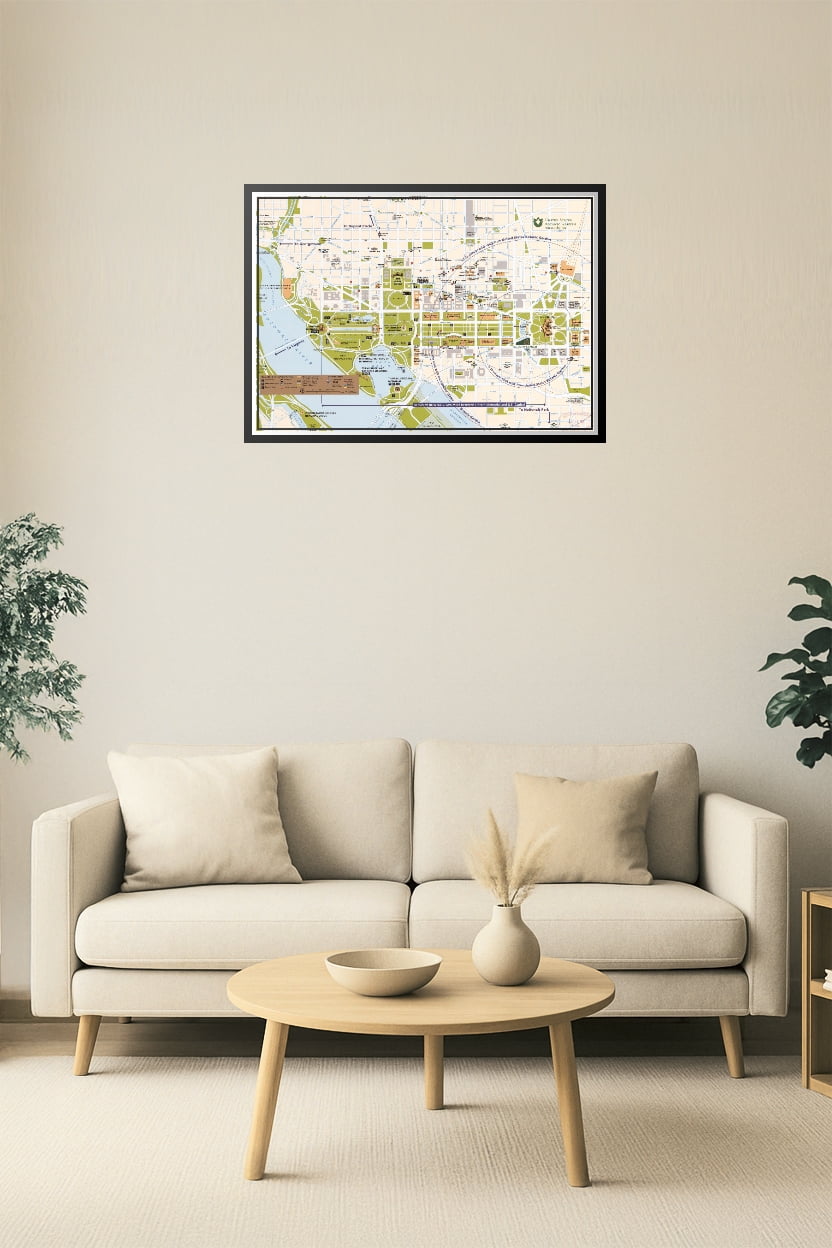 Washington D.C. National Mall Tourist Poster Map – Landmarks, Memorials ...