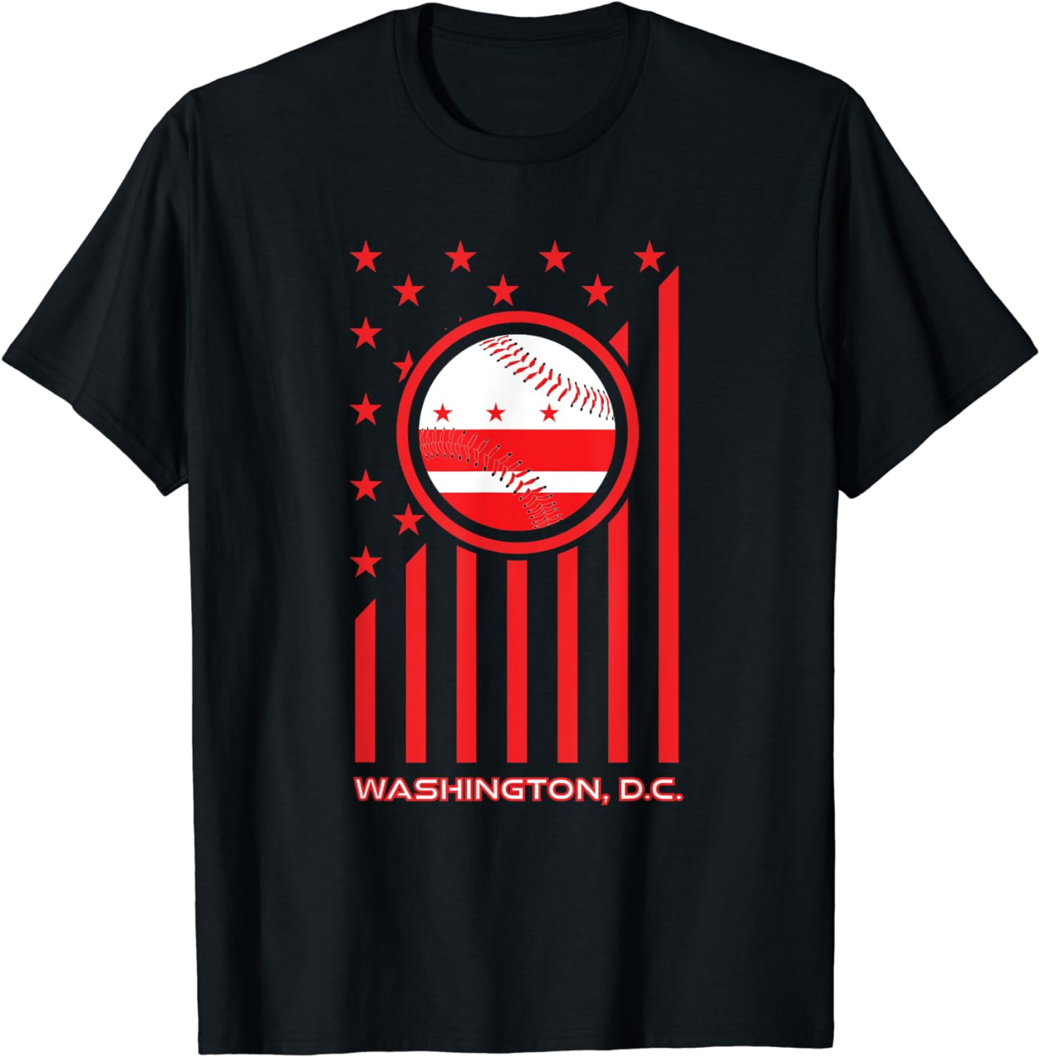 Washington DC Baseball Player Fan Gear Capital City USA Flag T-Shirt ...