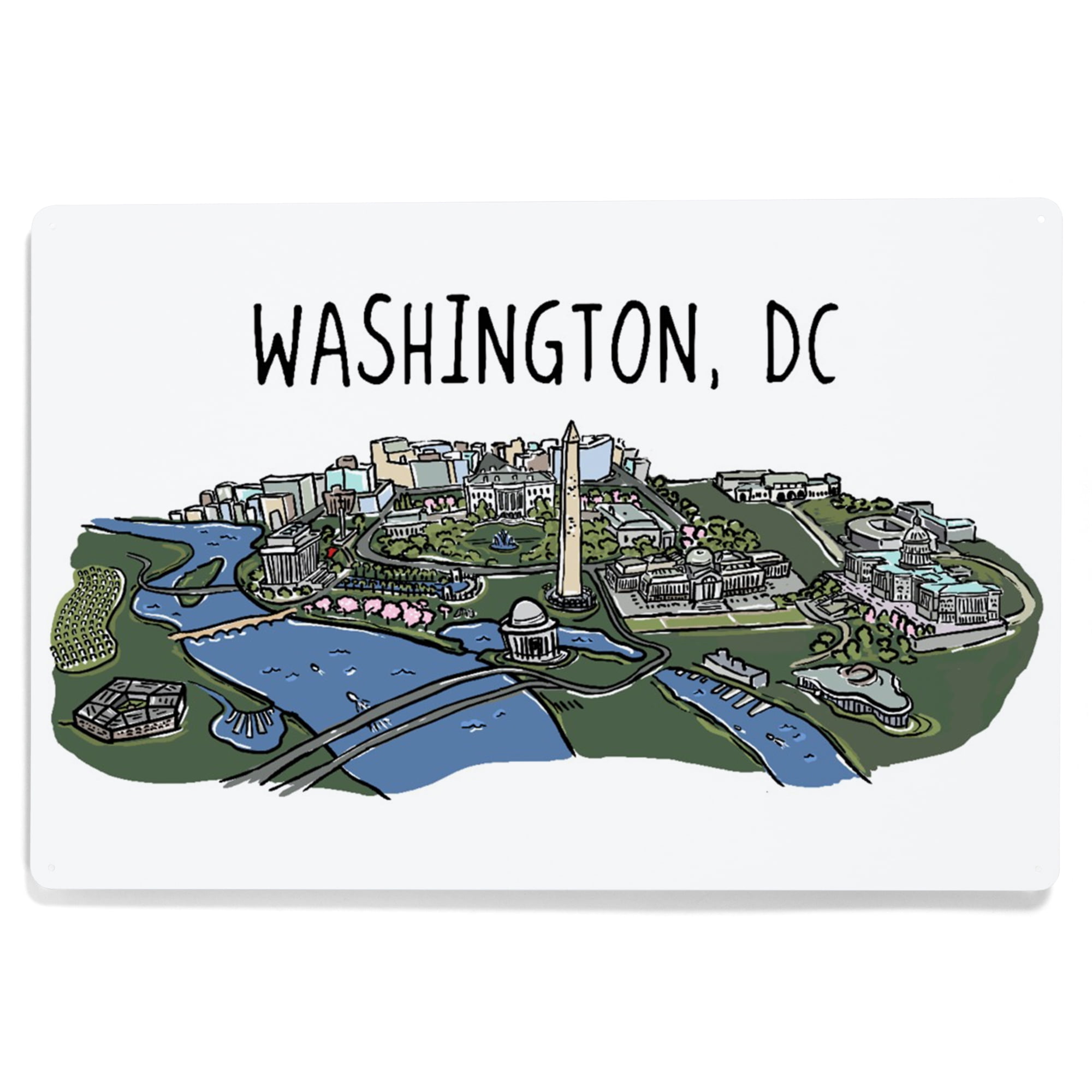 Washington, DC, Cityscape, Line Drawing (12x18 Aluminum Art, Indoor ...