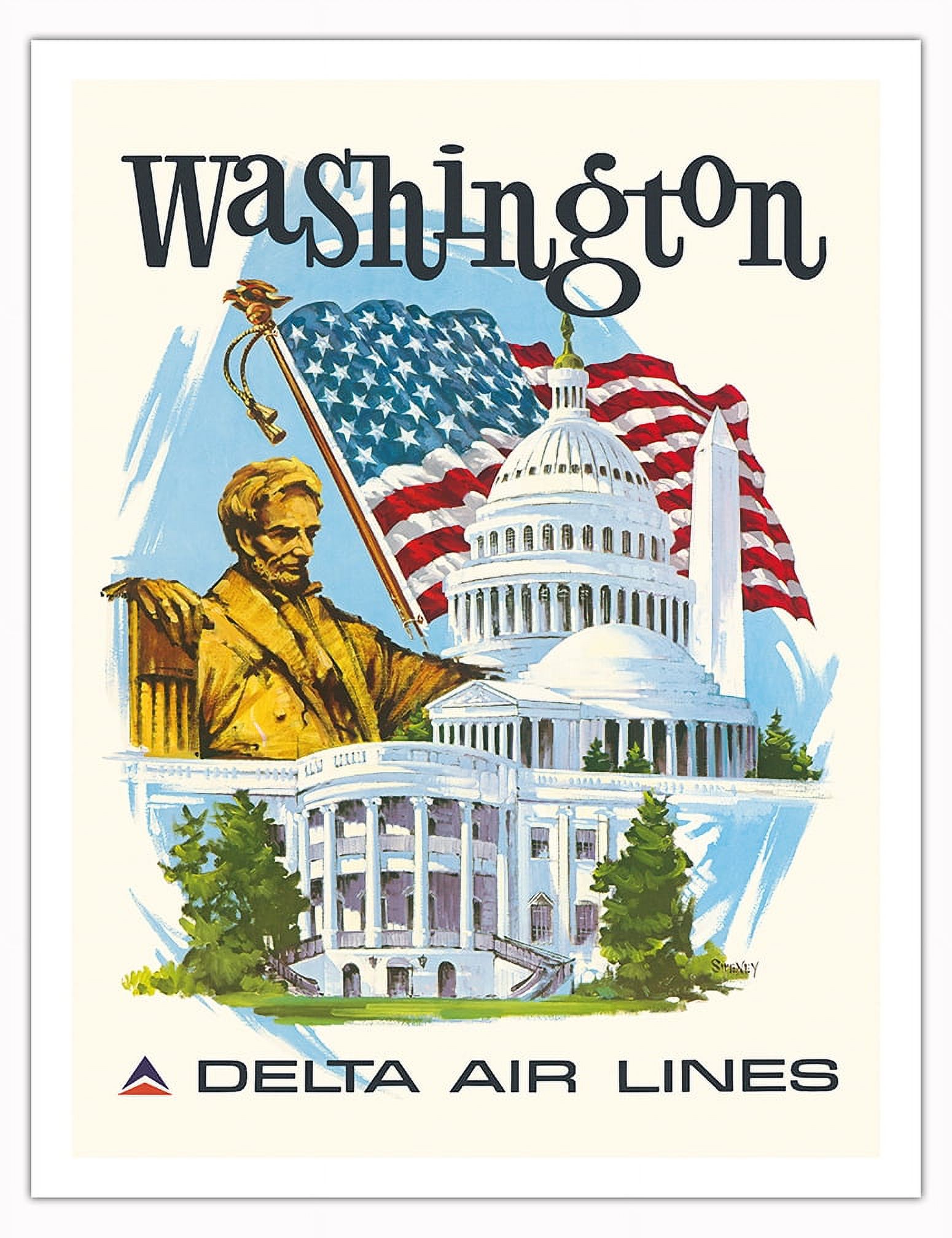 Washington DC - Delta Air Lines - Vintage Airline Travel Poster by Fred ...