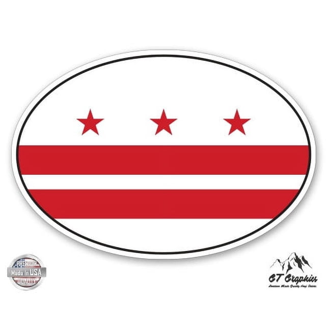 Washington DC Flag Oval - 8" Vinyl Sticker - For Car Laptop I-Pad ...