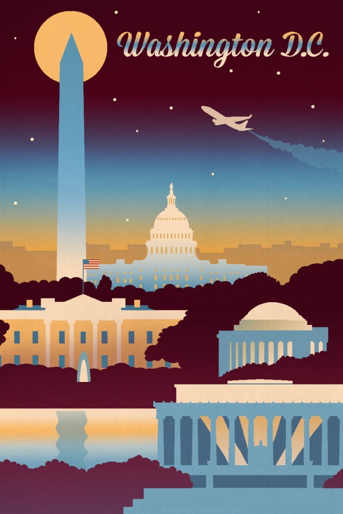 Washington DC, Retro Skyline Chromatic Series (24x36 Giclee Gallery Art ...