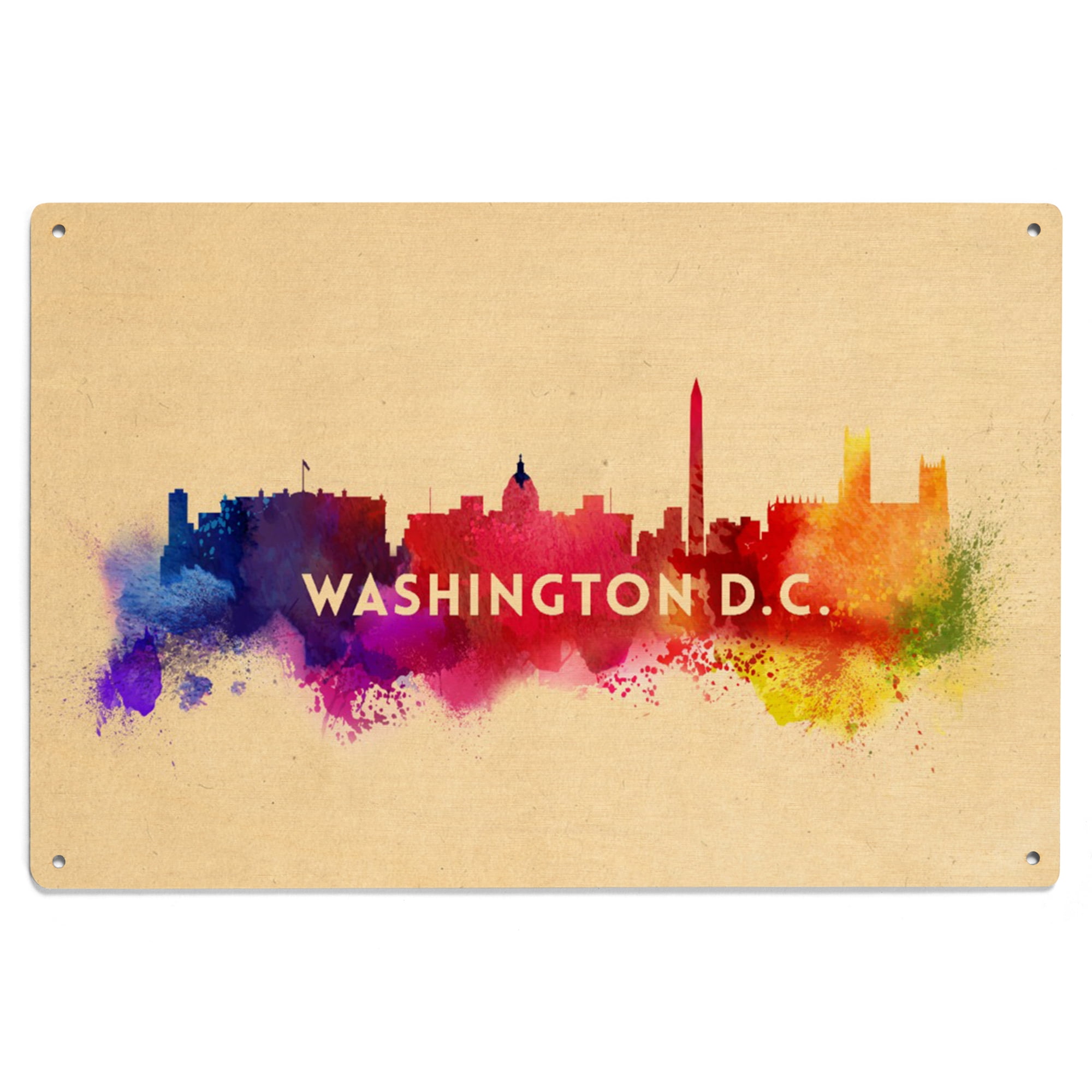 Washington, DC, Skyline Abstract Birch Wood Wall Sign (6x9 Rustic Home ...