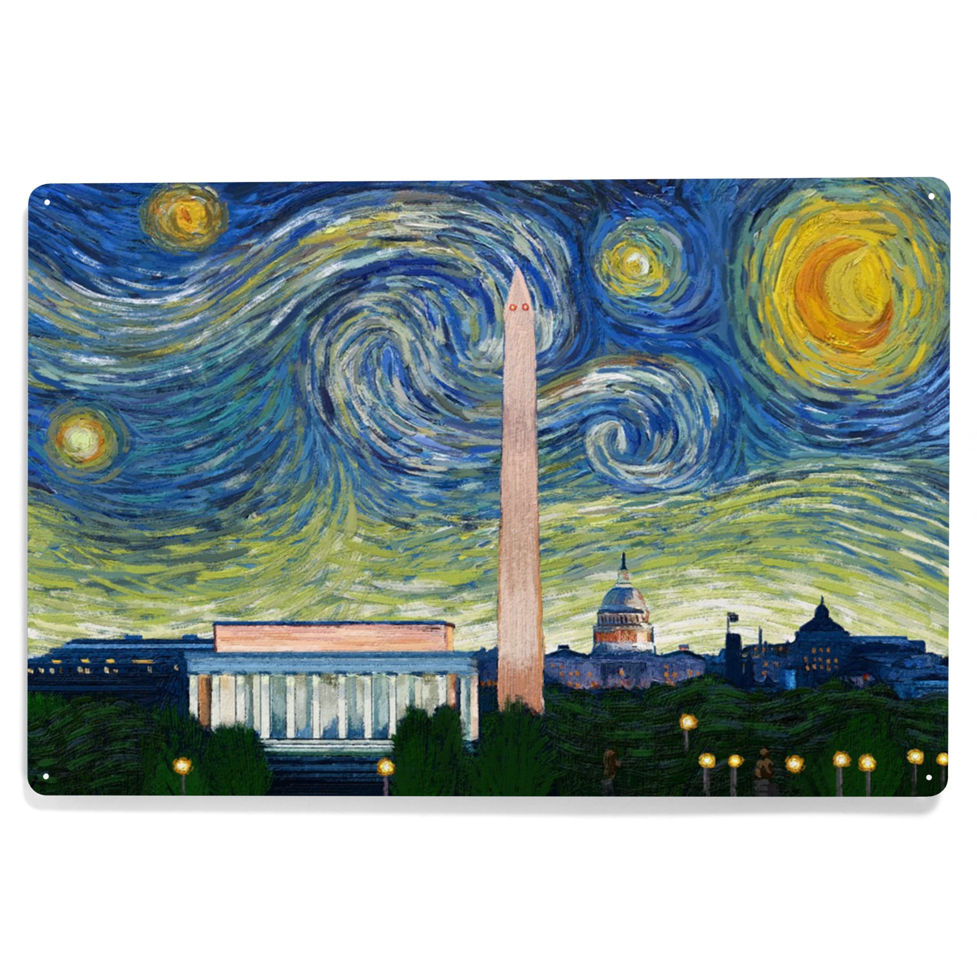 Washington DC, Starry Night City Series (12x18 Aluminum Art, Indoor ...