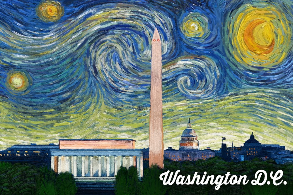 Washington DC, Starry Night Series (16x24 Giclee Gallery Art Print ...