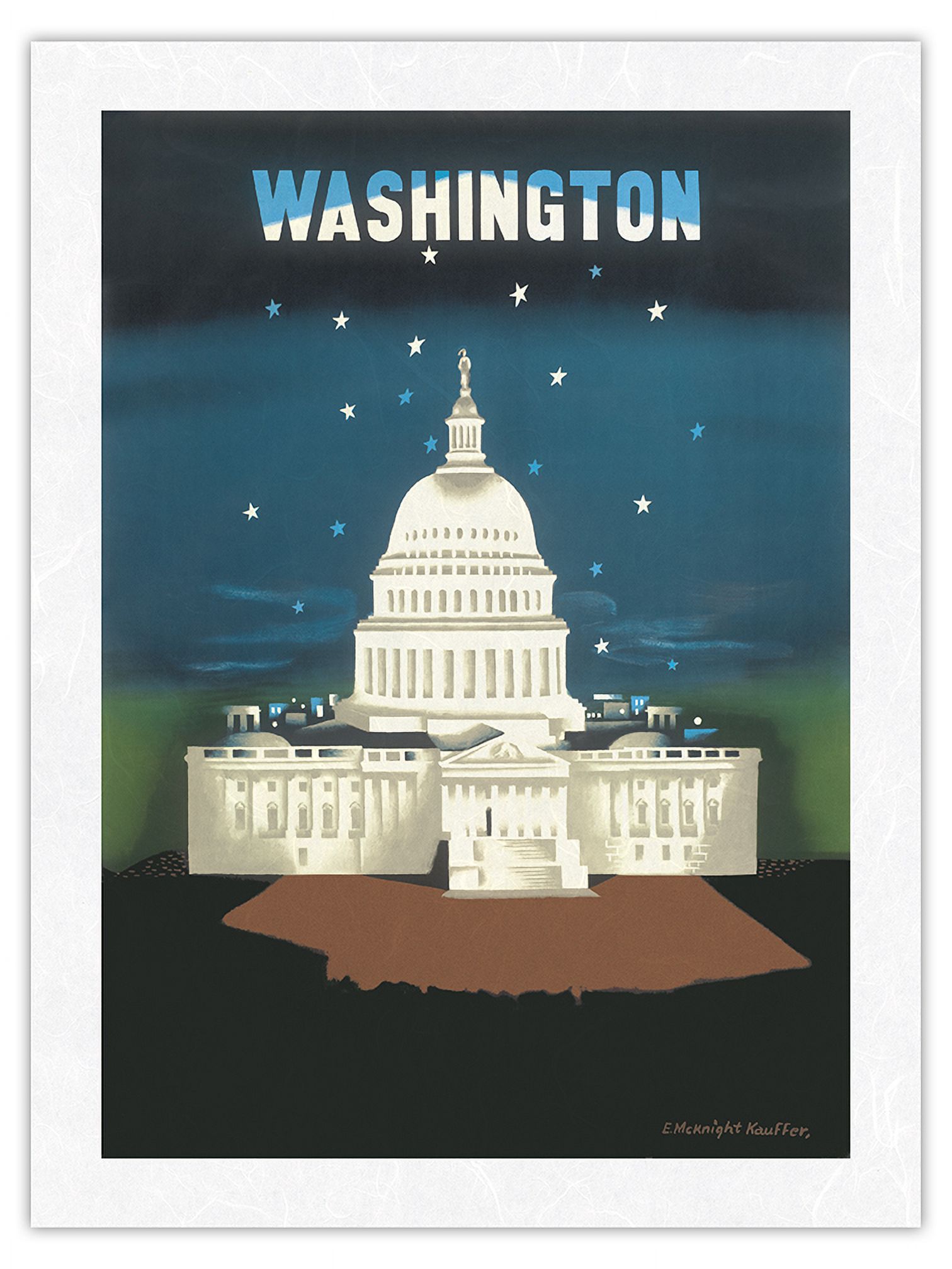 Washington DC - The US Capitol Building - Vintage Airline Travel Poster ...