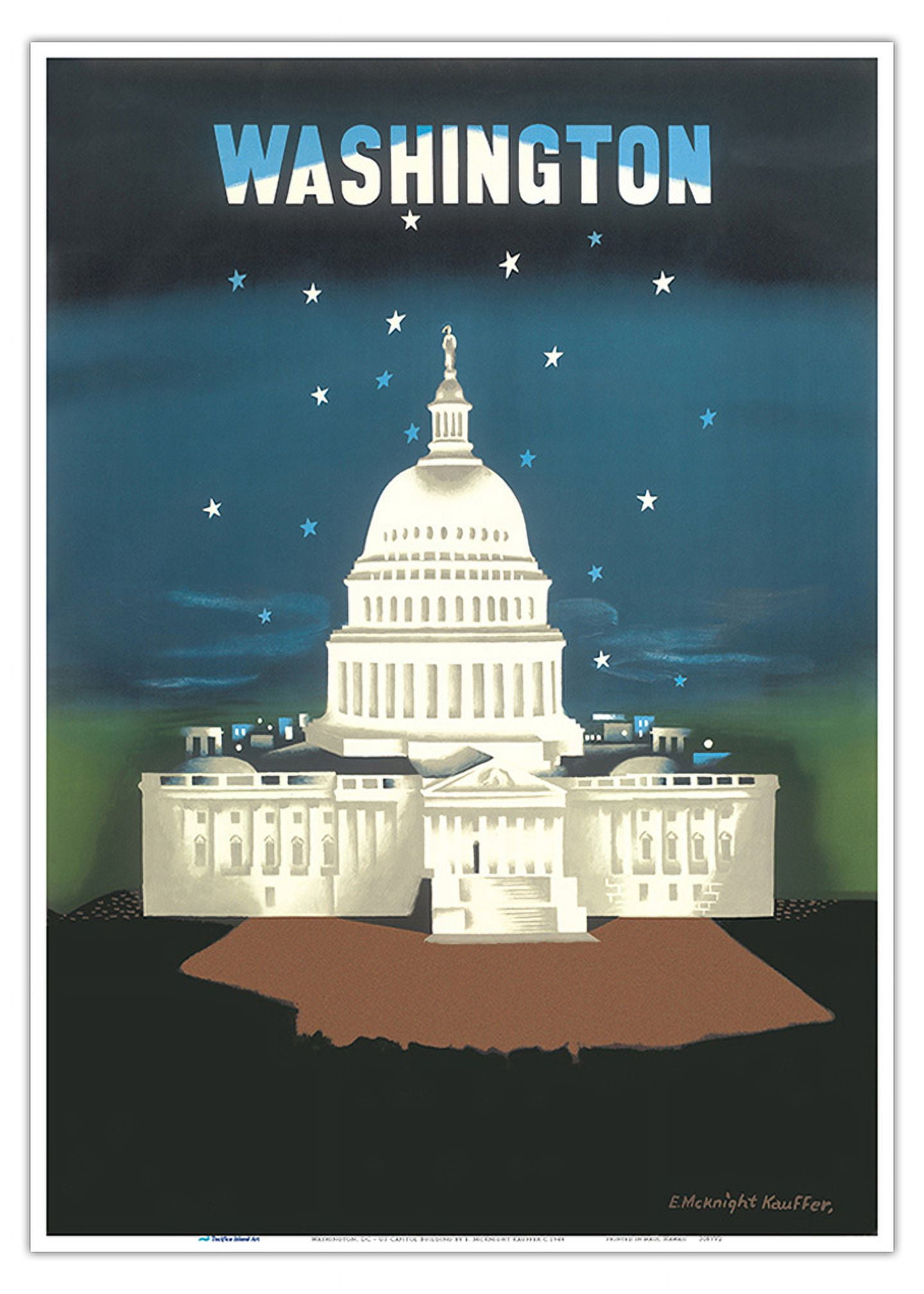 Washington DC - The US Capitol Building - Vintage Airline Travel Poster ...