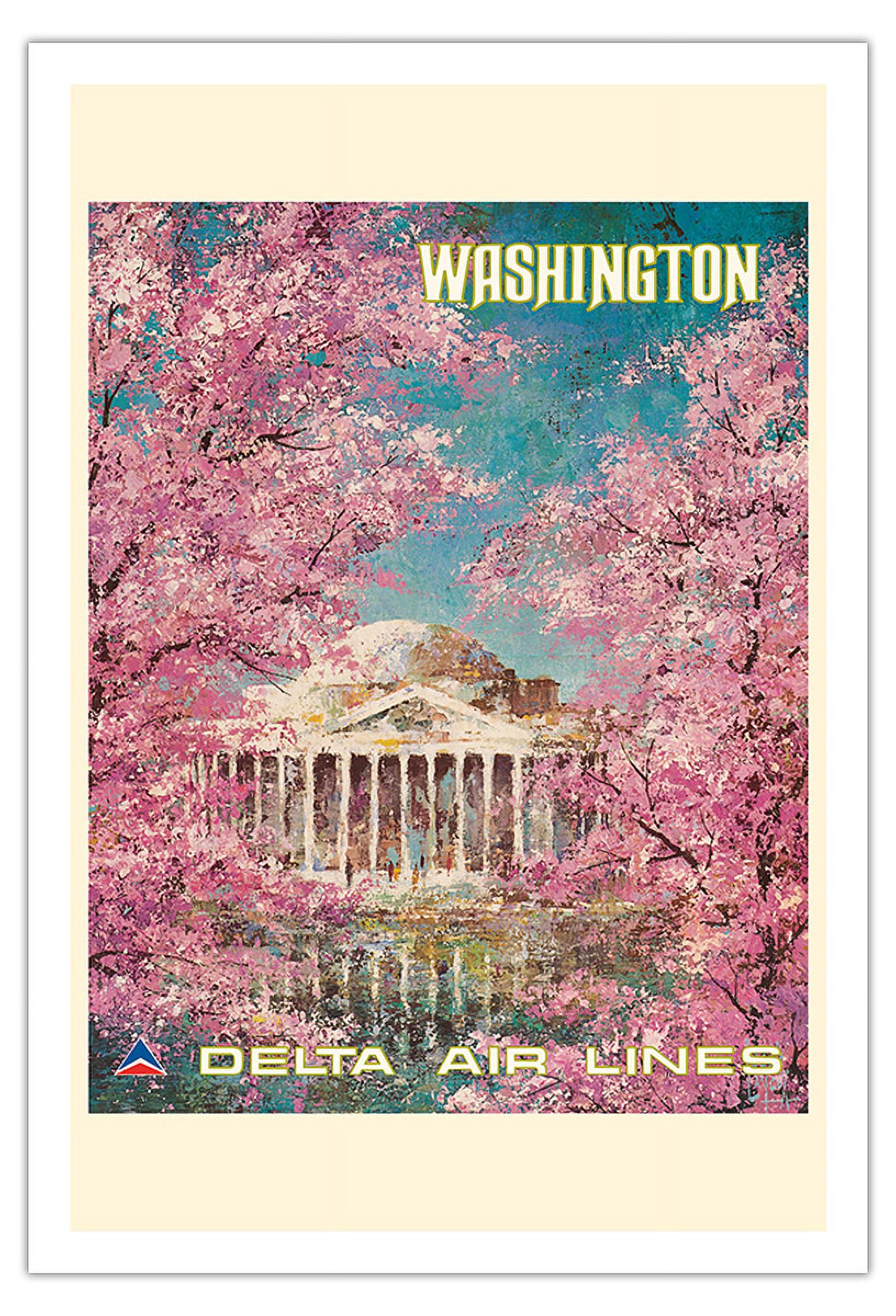 Washington DC - White House - Delta Air Lines - Vintage Airline Travel Poster by Jack Laycox c ...