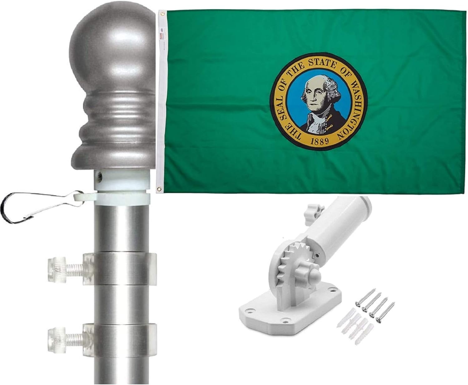 Washington Flag and Tangle Free Spinner Flagpole Set, Choose From all ...