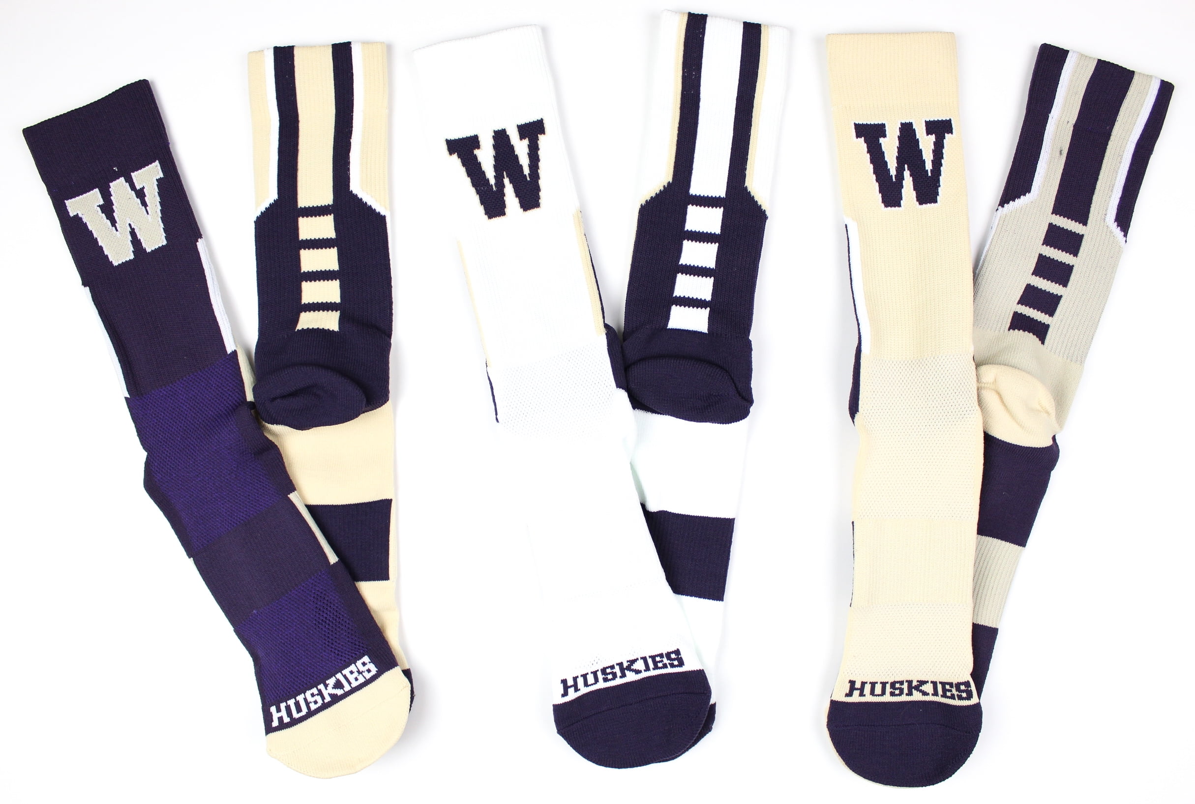 Washington Huskies 3 Piece Sport Performance Socks - Crew - Walmart.com