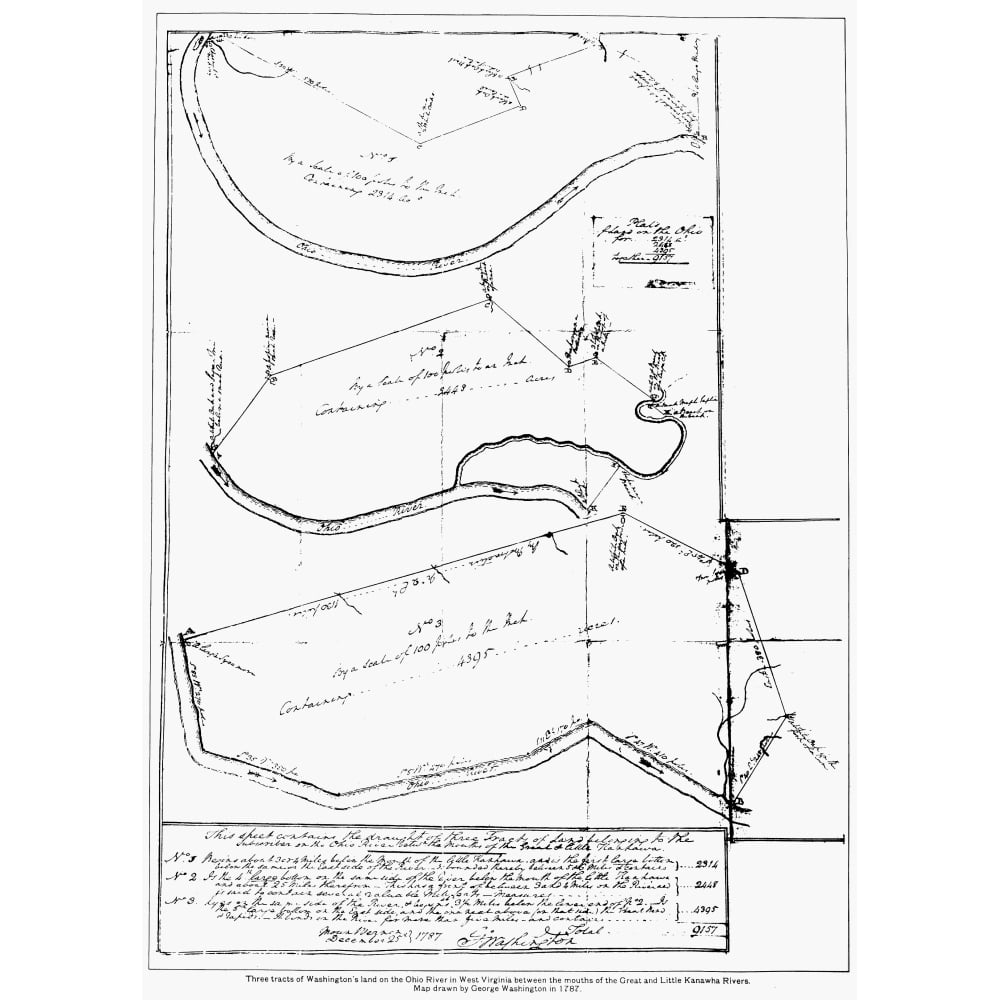 Washington Map 1787. Nmap Drawn By American President George Washington ...