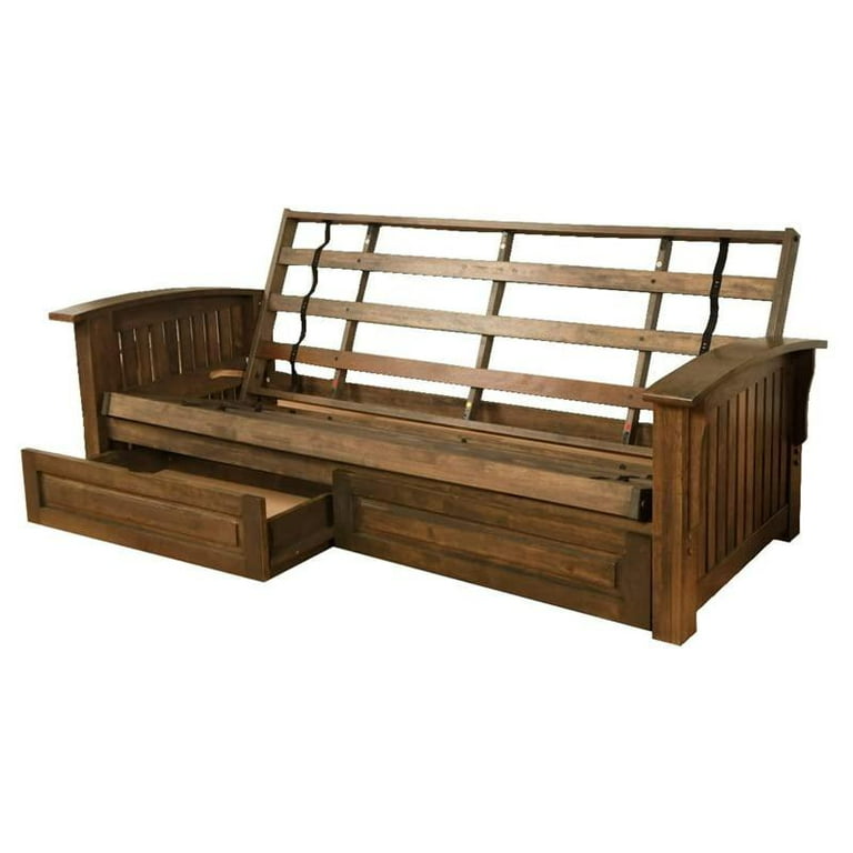 Wooden futon with storage store