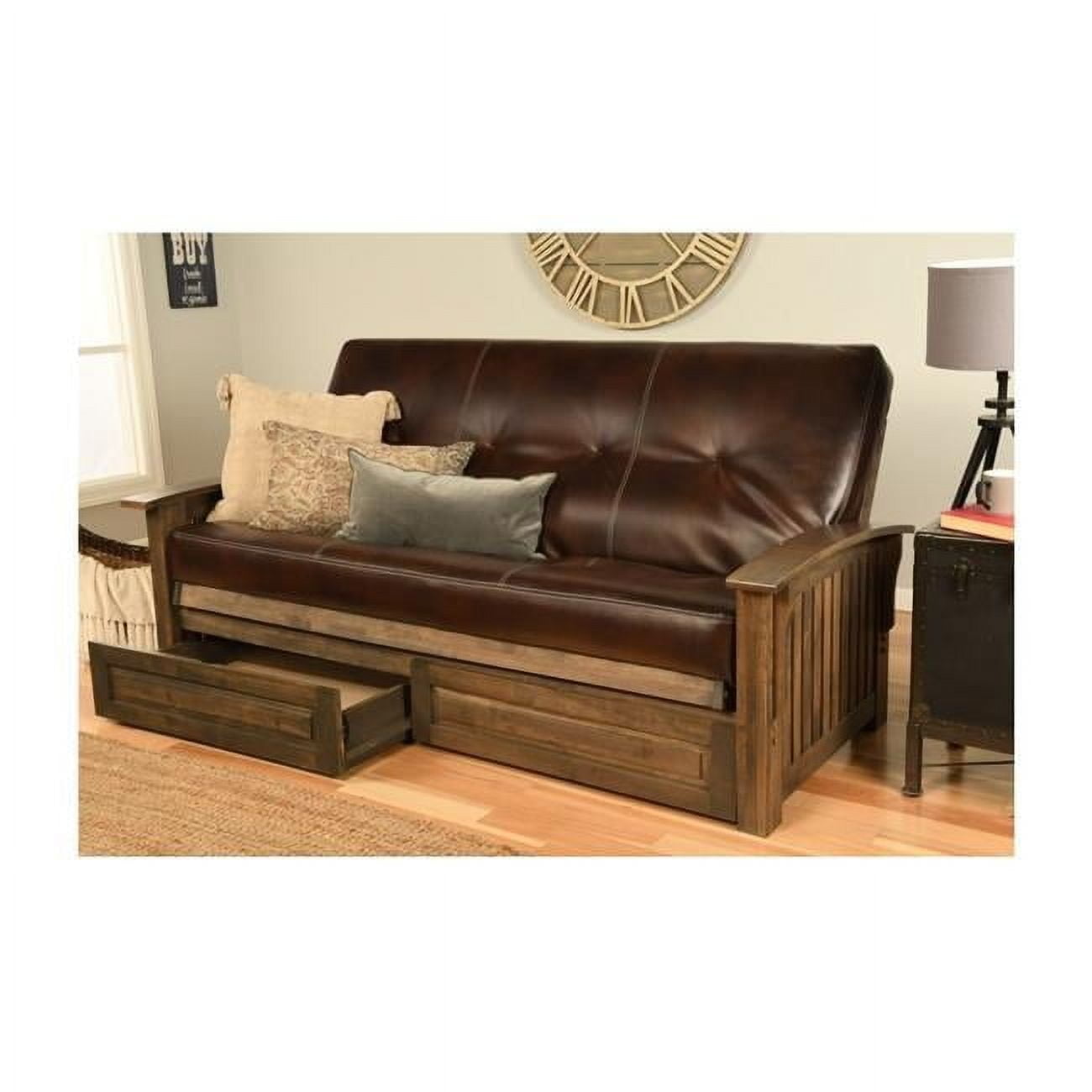 Washington Rustic Walnut Futon Frame with Oregon Trail Java Mattress ...