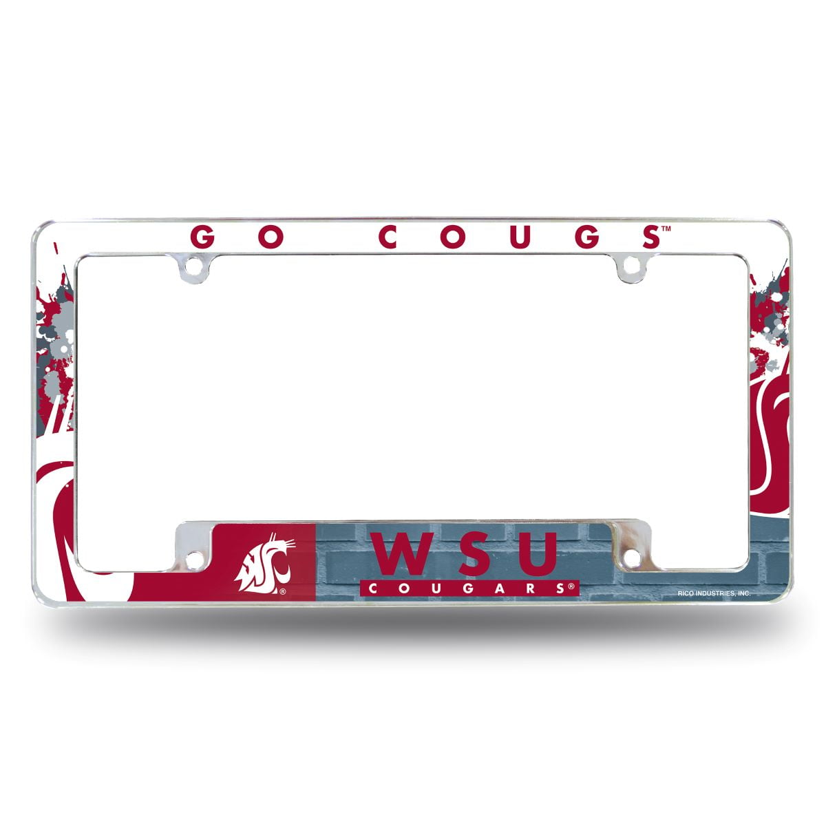 Washington St-WSU-Cougar's Chrome Metal License Plate Frame with Bold ...