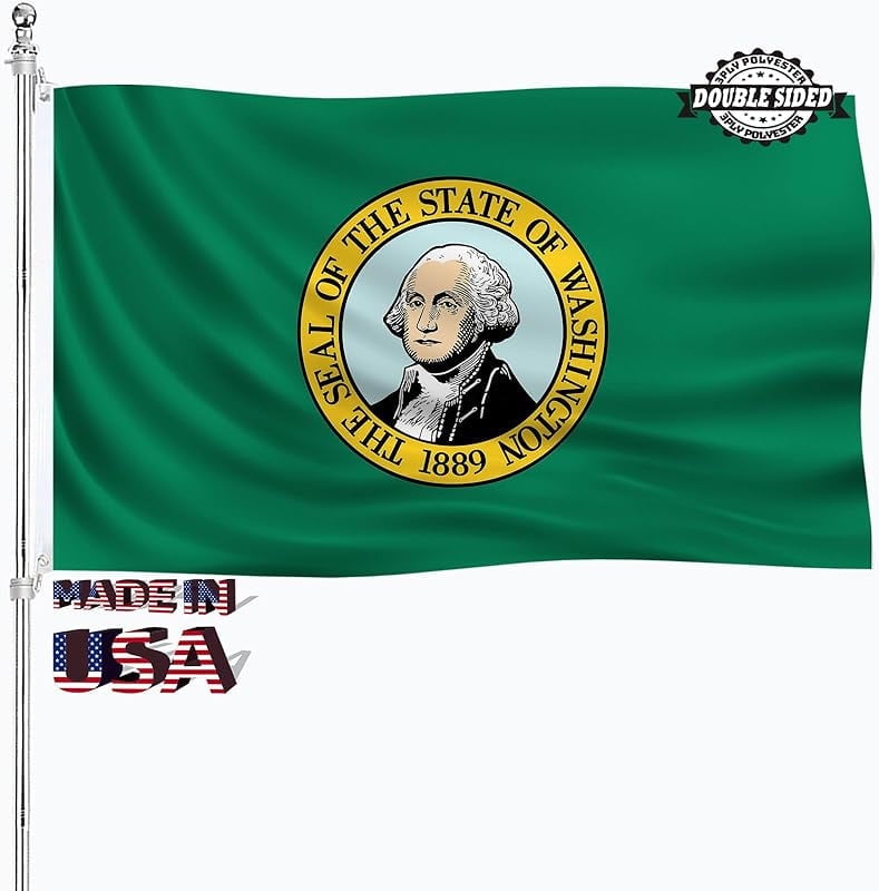 Washington State Flag 3x5 Double Sided Outdoor Heavy Duty University of Washington State Flags 3 ...
