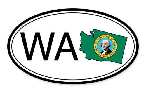 Washington State Flag Oval Car Sticker Phone Decal Water Bottle ...