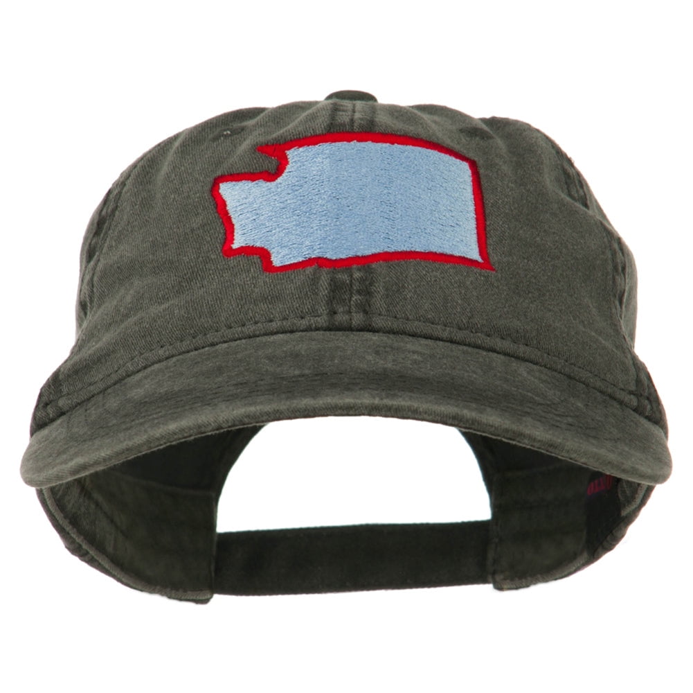 Washington State Map Embroidered Washed Cotton Cap - Black OSFM ...