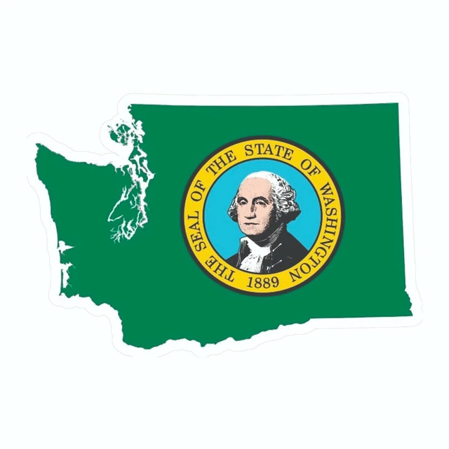 Washington State Map Outline With Flag Sticker, Vacation Sticker Phone ...