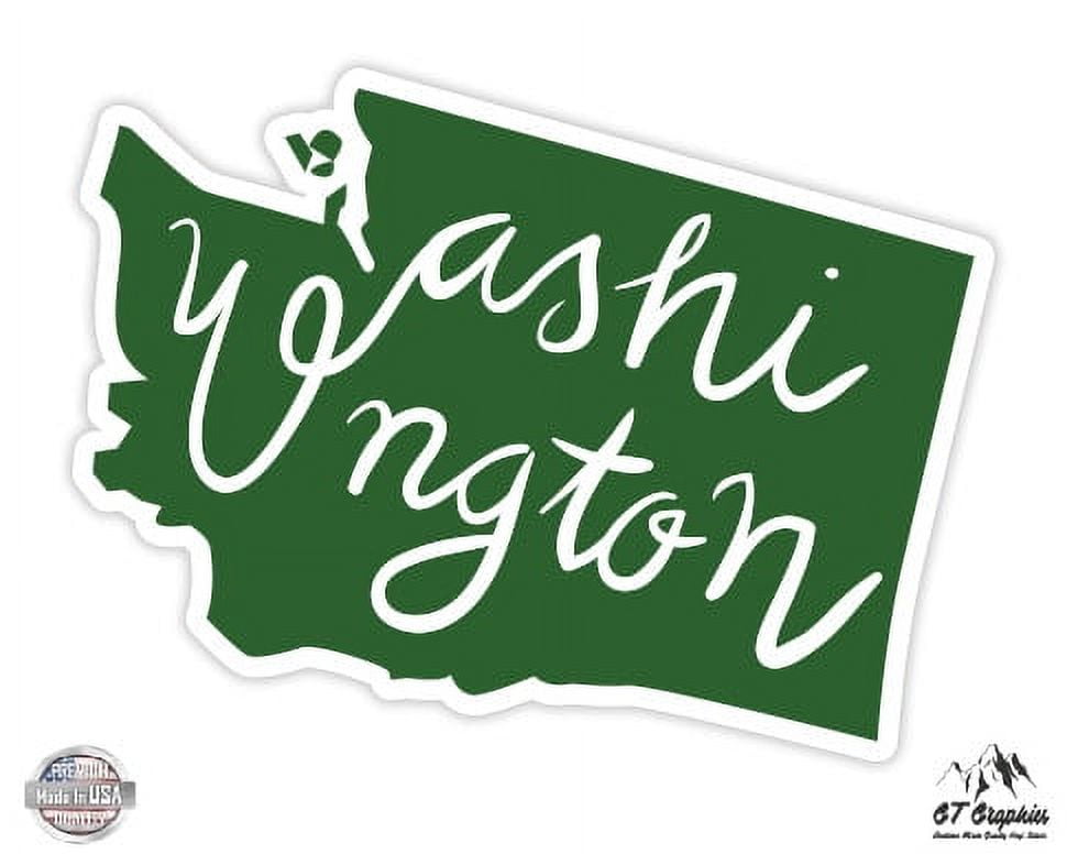 Washington State Shape - 5" Vinyl Sticker - For Car Laptop I-Pad ...