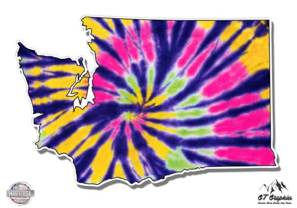 Washington State Shape Tie Dye Cute Hippie Colorful - 8" Vinyl Sticker ...