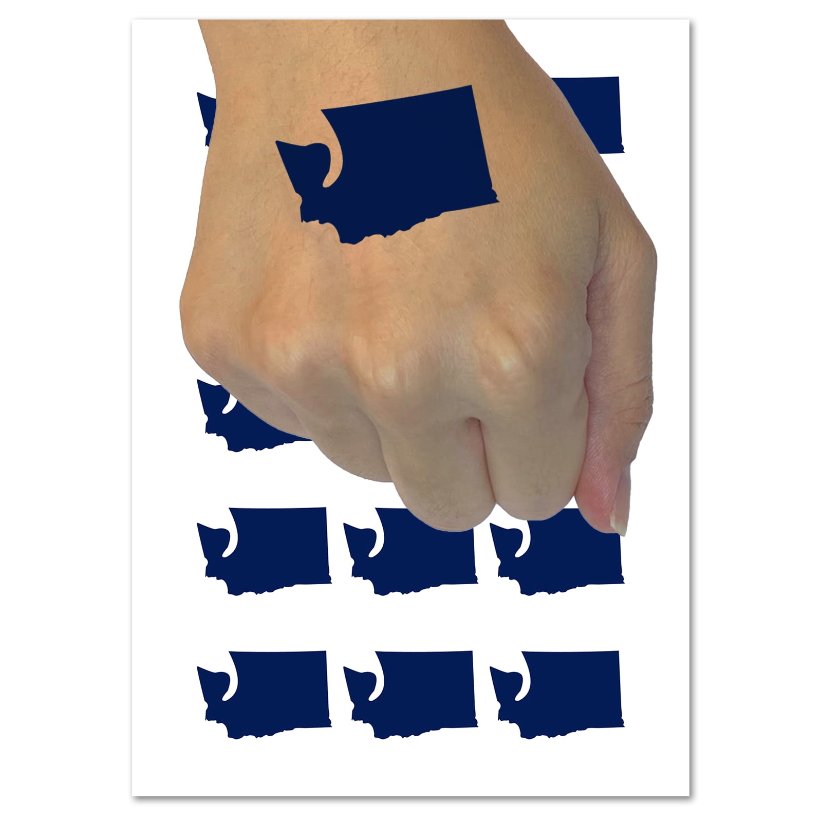 Washington State Silhouette Water Resistant Temporary Tattoo Set Fake ...