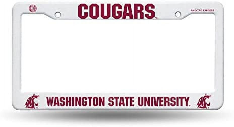 Washington State Univ. Raised Letter White Plastic License Plate Frame ...