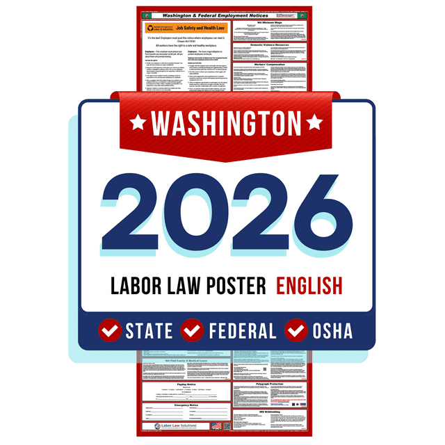 Washington State and Federal Labor Law Poster 2026 - Non-Laminated ...