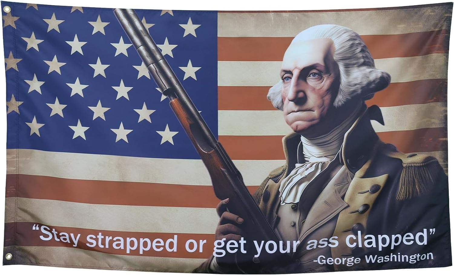 Washington Stay Strapped or Get Clapped Flag Cool Funny Flags For Room ...