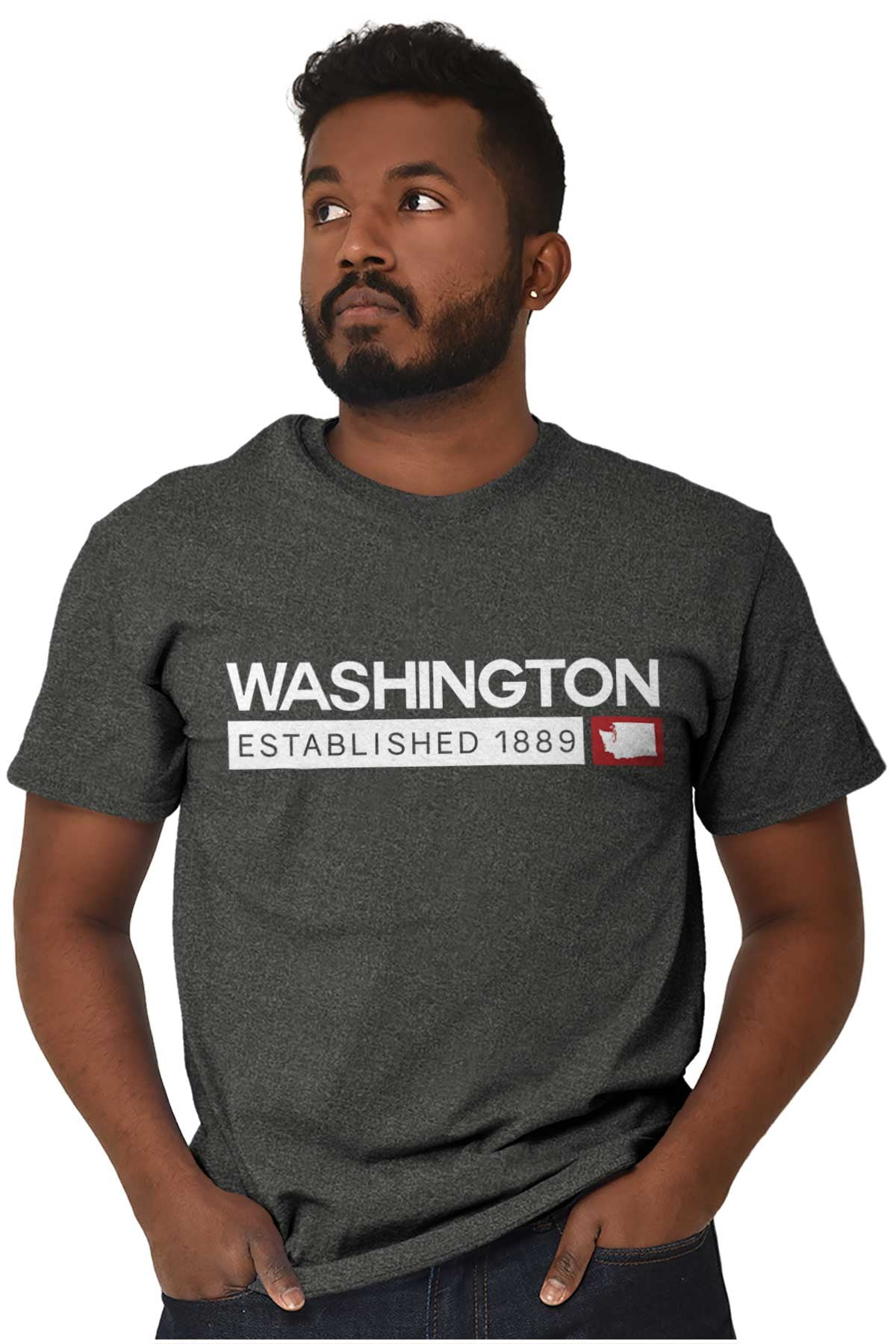Washington WA Map Shape Established Unisex Plus Size Graphic Tee Brisco ...