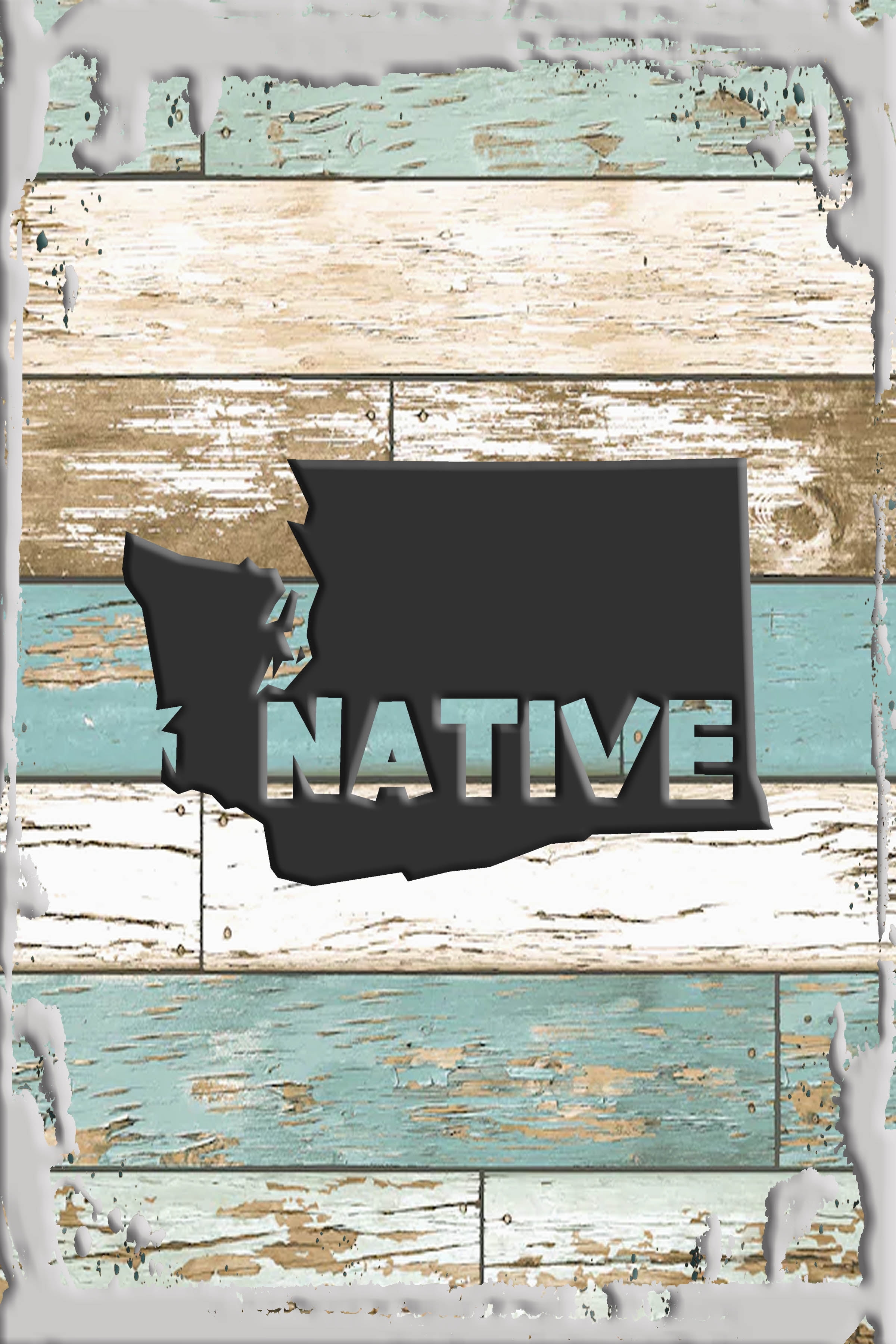 Washington native caps state map home hometown love White Wall Art ...