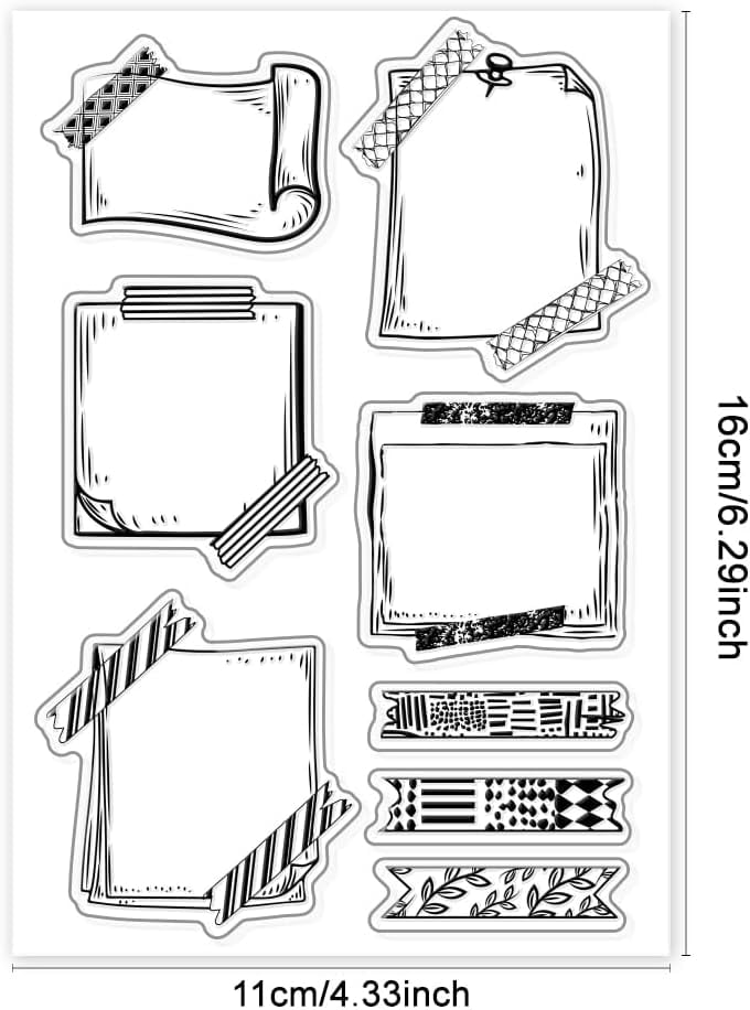 Washitape Label Frame Clear Rubber Stamp Clear Stamps Frame Stamps ...