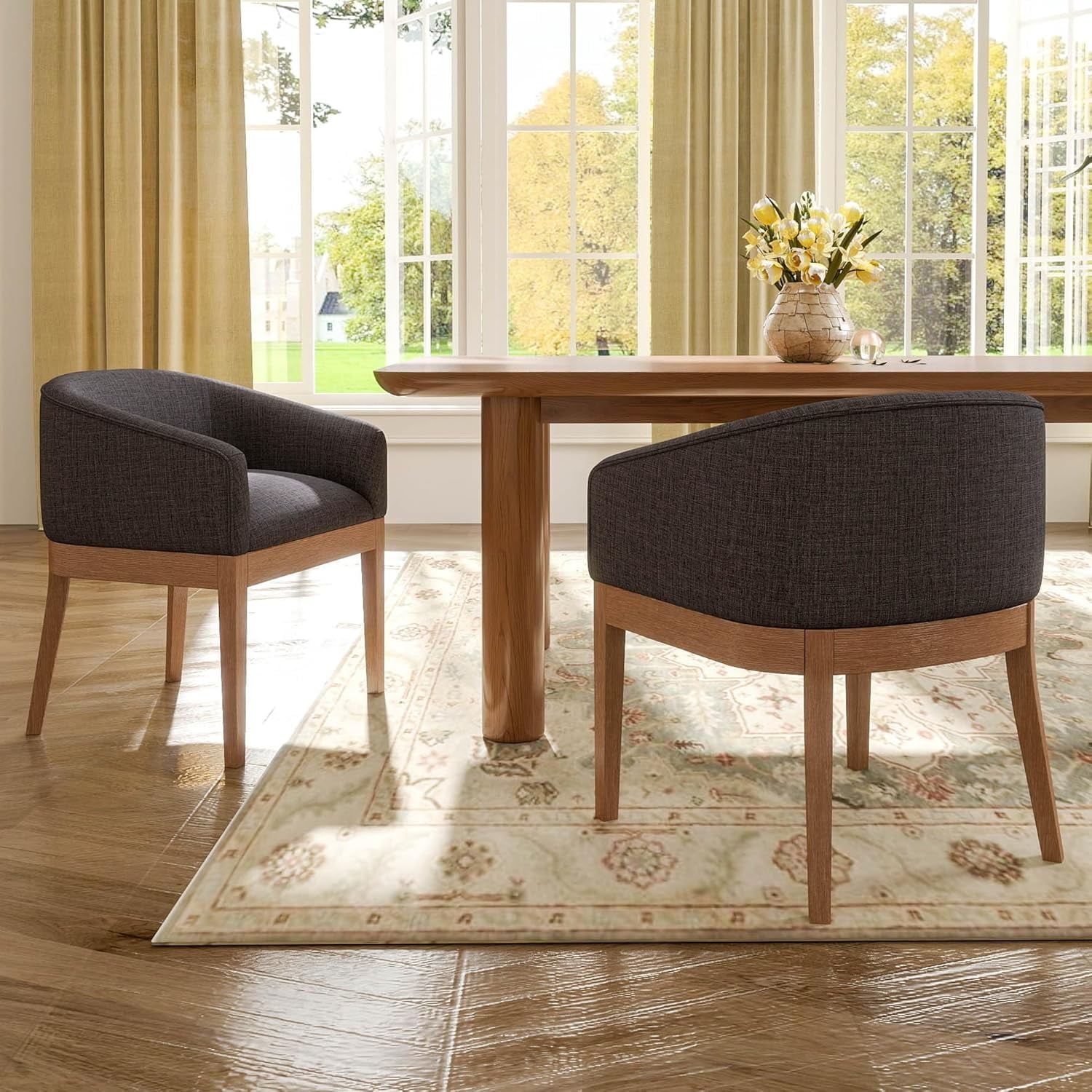 Washon Upholstered Dining Chairs Set of 2, Mid Century Modern Dining ...