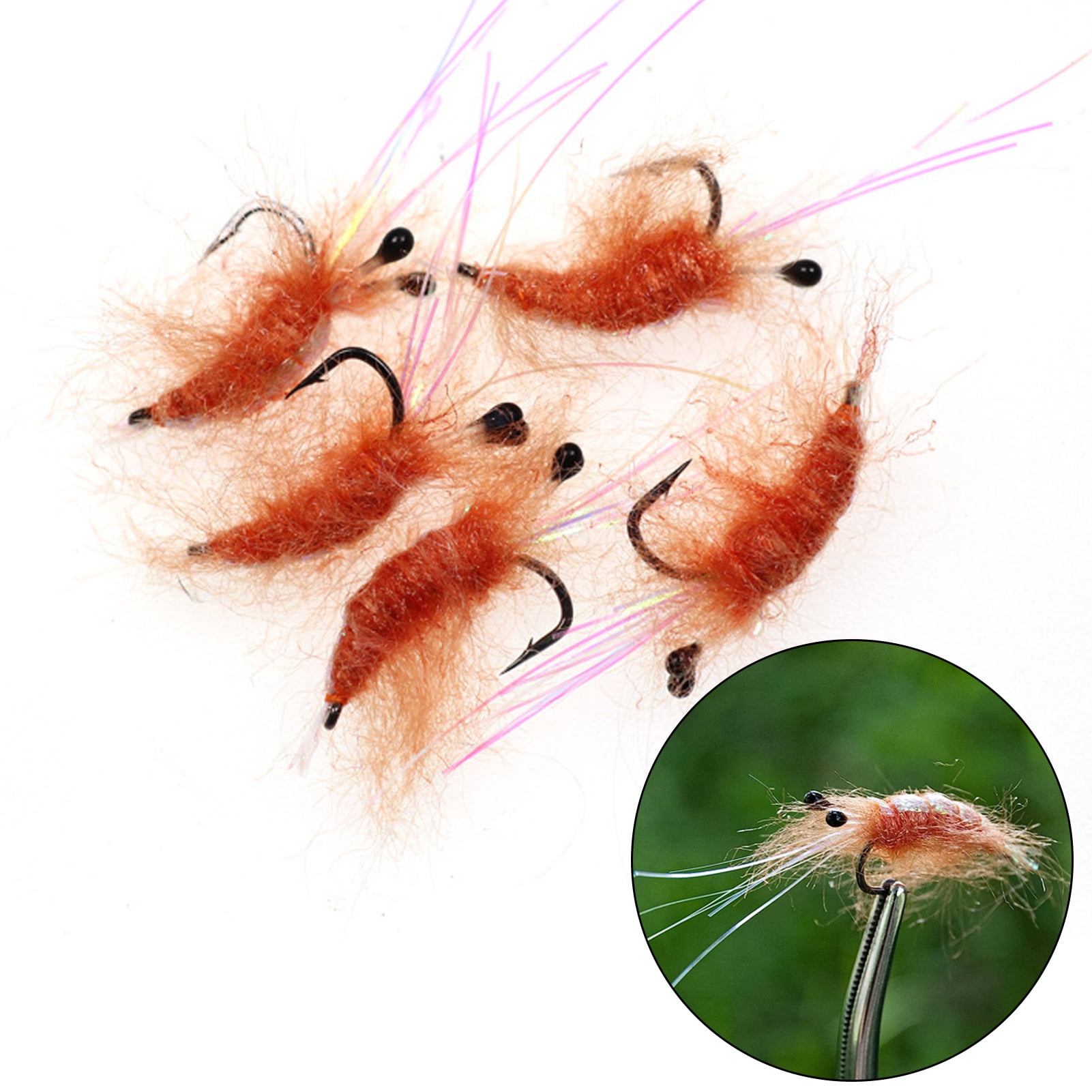 Washranp 10Pcs Shrimp Fly Fishing Flies Trout Flies Bait with Sharp ...