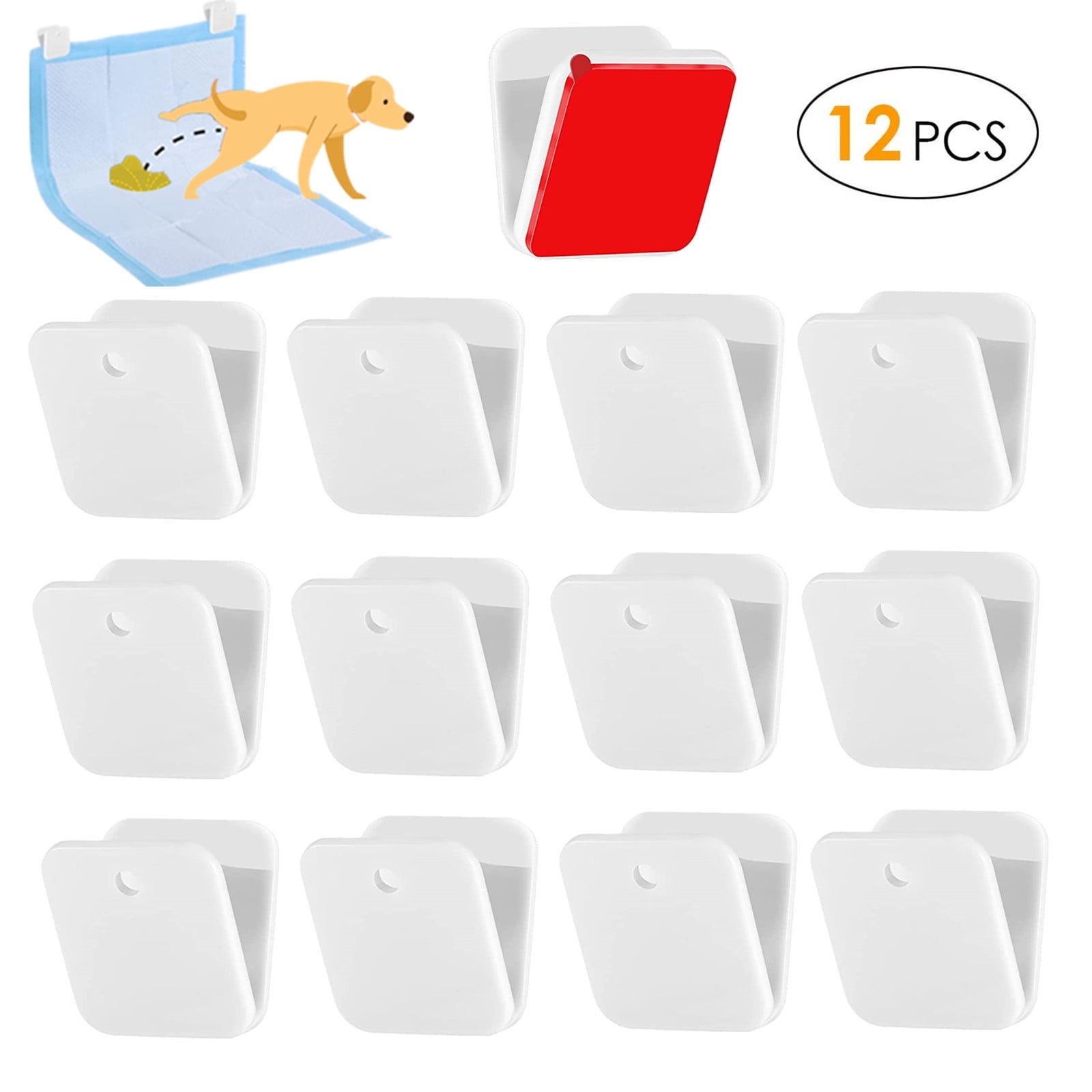 Washranp 12Pcs Dog Urine Pad,Plastic Wall Retainer Self-Adhesive Clip ...