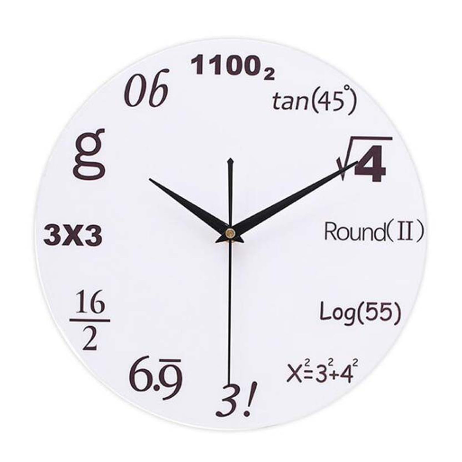 Washranp 12inch Math Equations Clock,Non-Ticking Quartz Wooden Clock with Hanging Hook Each Hour ...