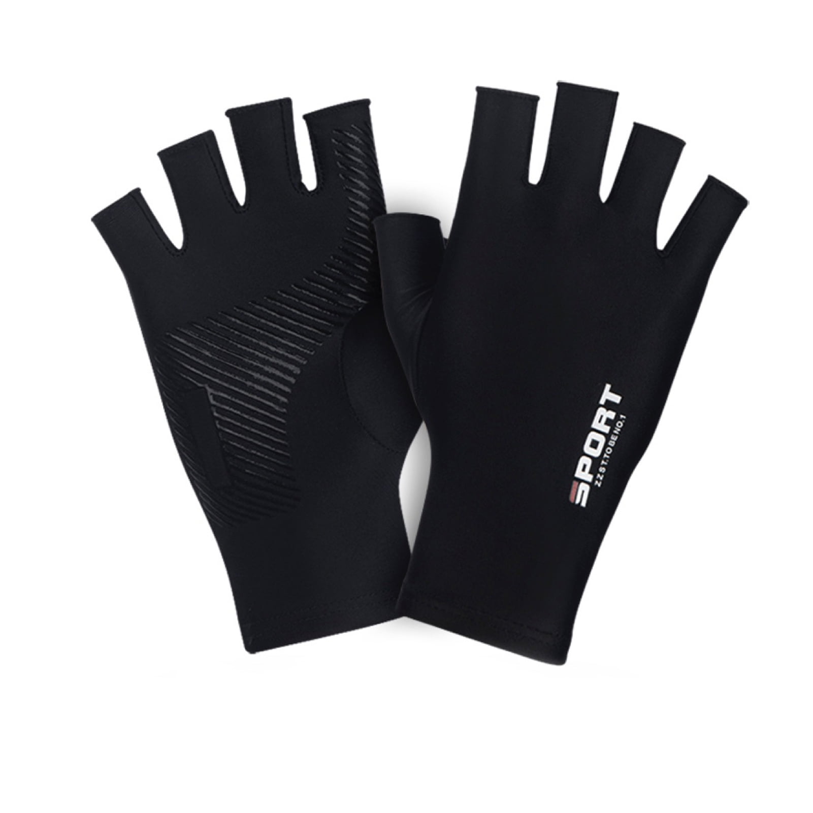 Washranp 1Pair Sunblock Half Finger Gloves Spandex Non Slip UV ...