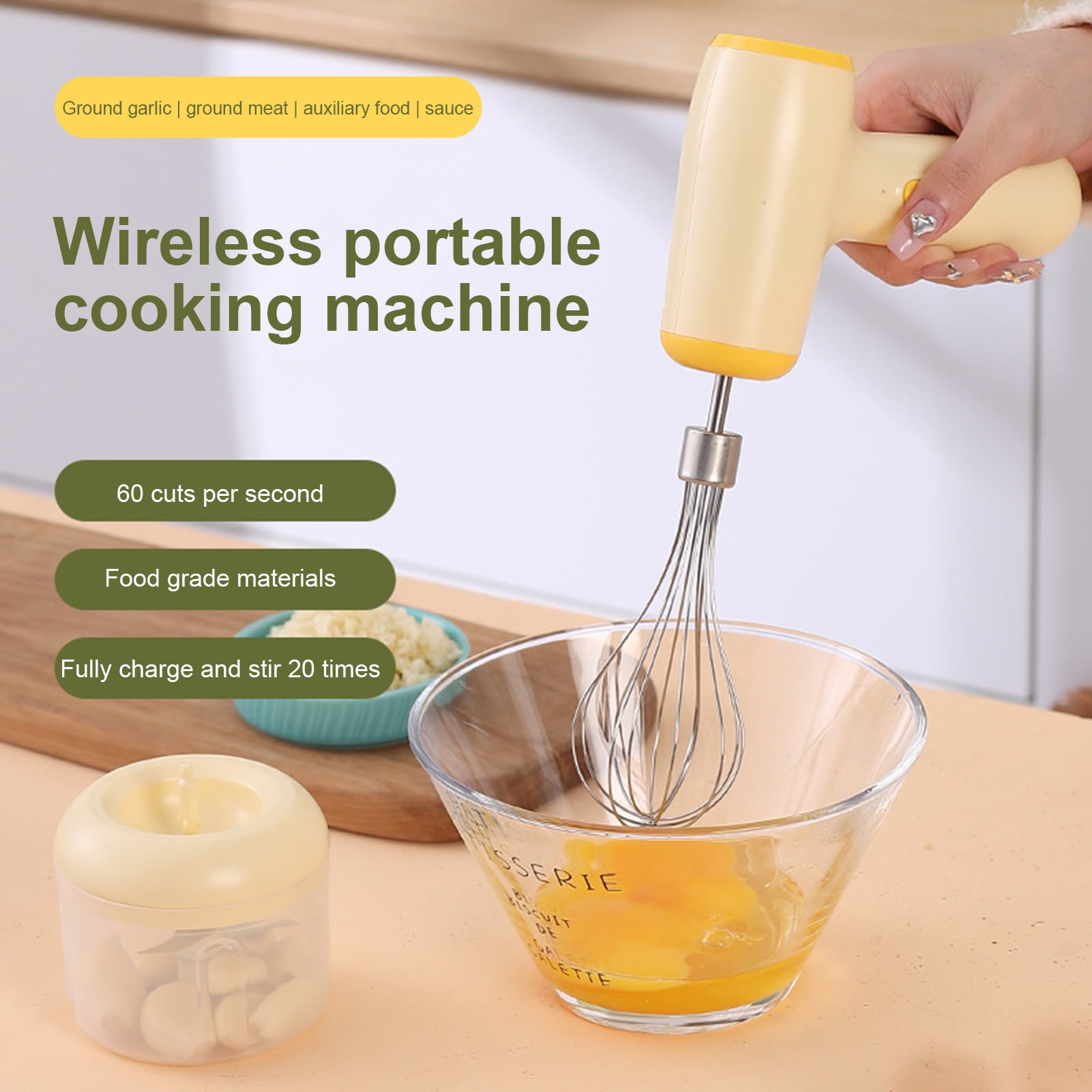 Washranp 1Set Electric Garlic Chopper,Portable Cordless Handheld Food ...