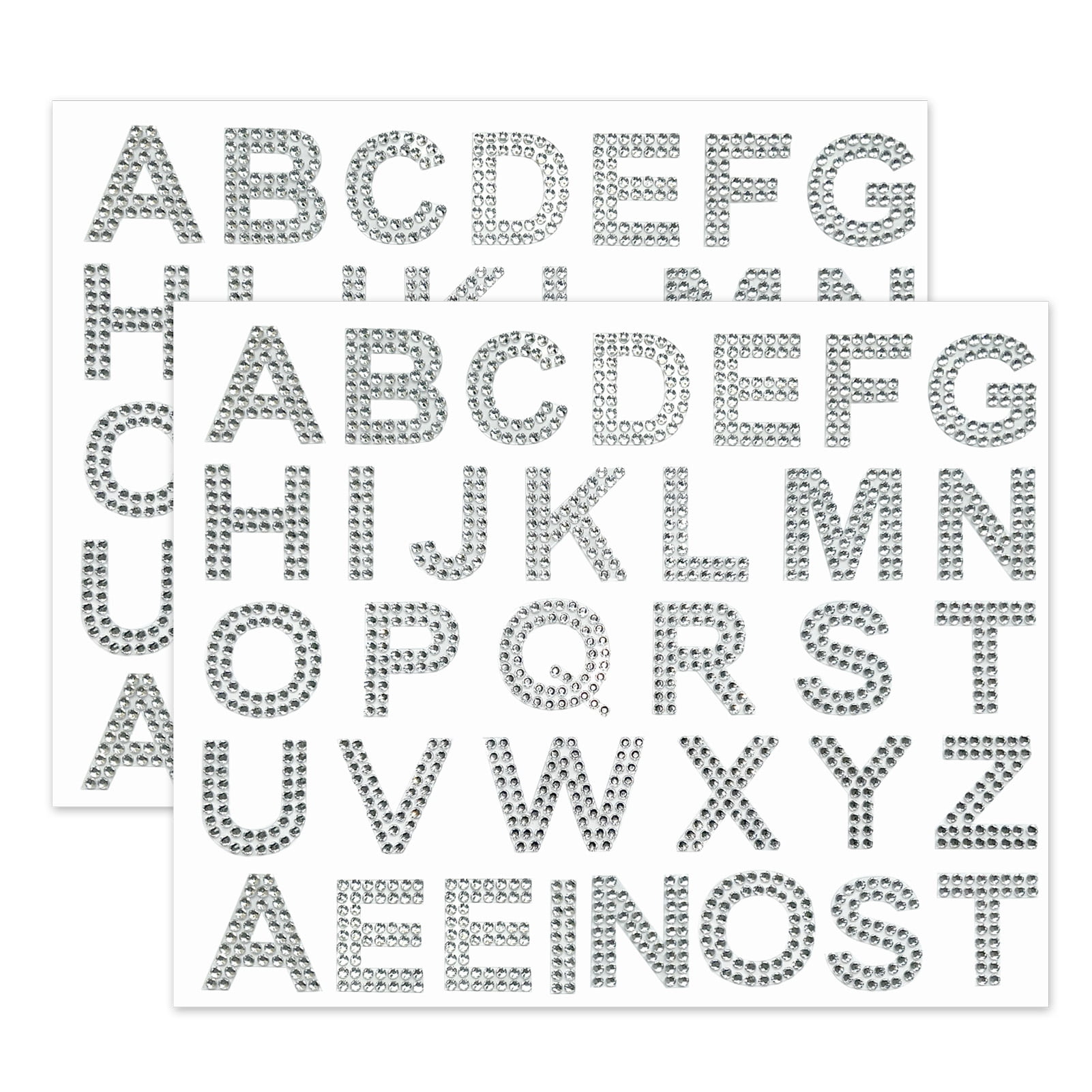 Washranp 2 Sheets Rhinestone Letters Stickers,Glitter 26 Alphabet ...