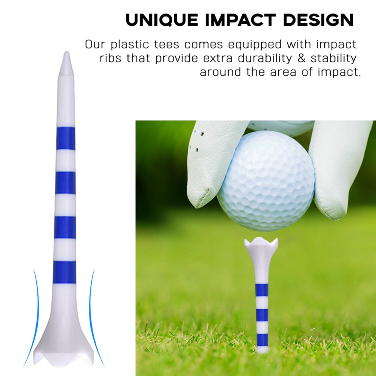 Washranp 20Pcs ABS Golf Tees,Thicker Stable Durable Simple Installation Short Golf Tees Training ...