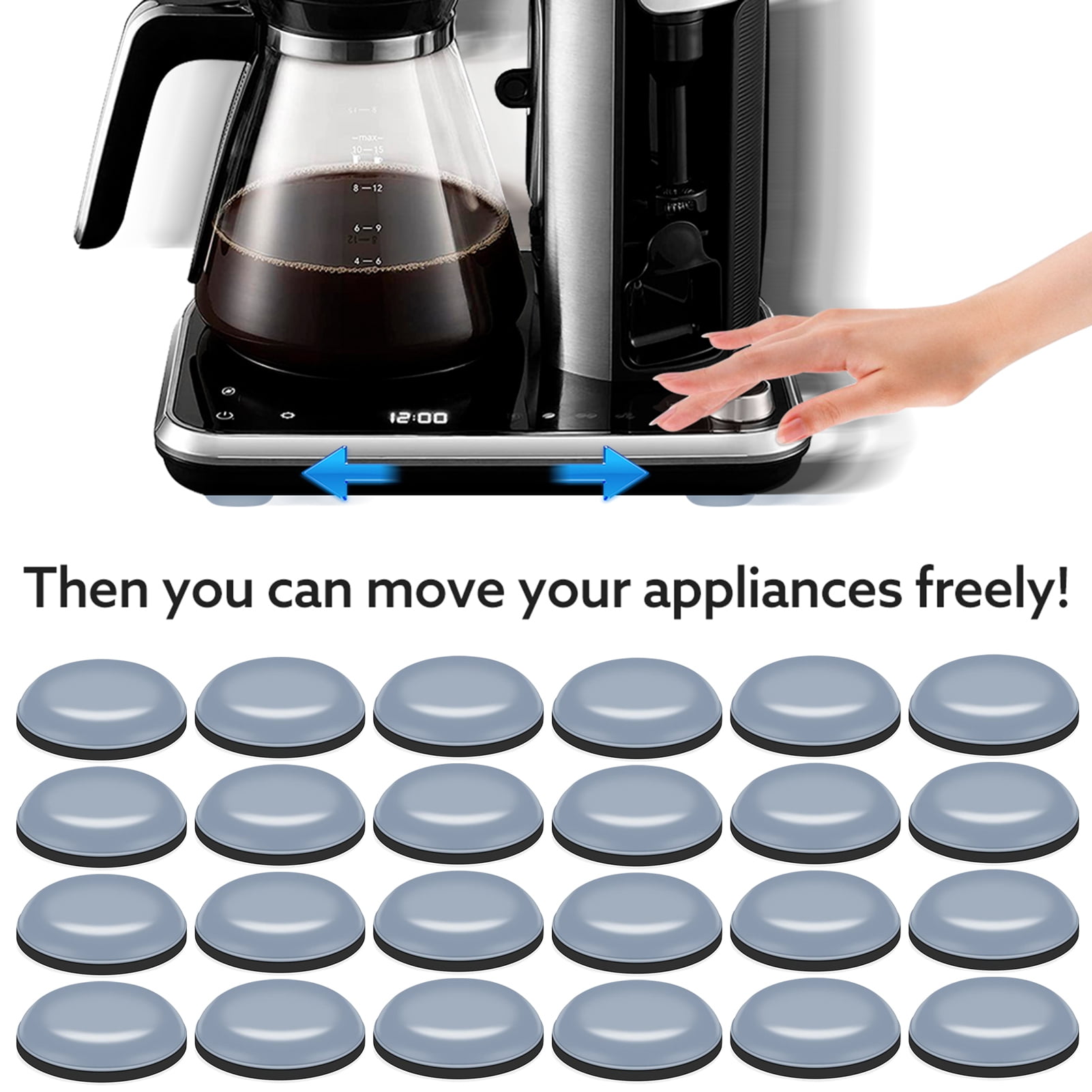 Washranp 24Pcs Kitchen Appliance Sliders,Self Adhesive Anti-slip ...