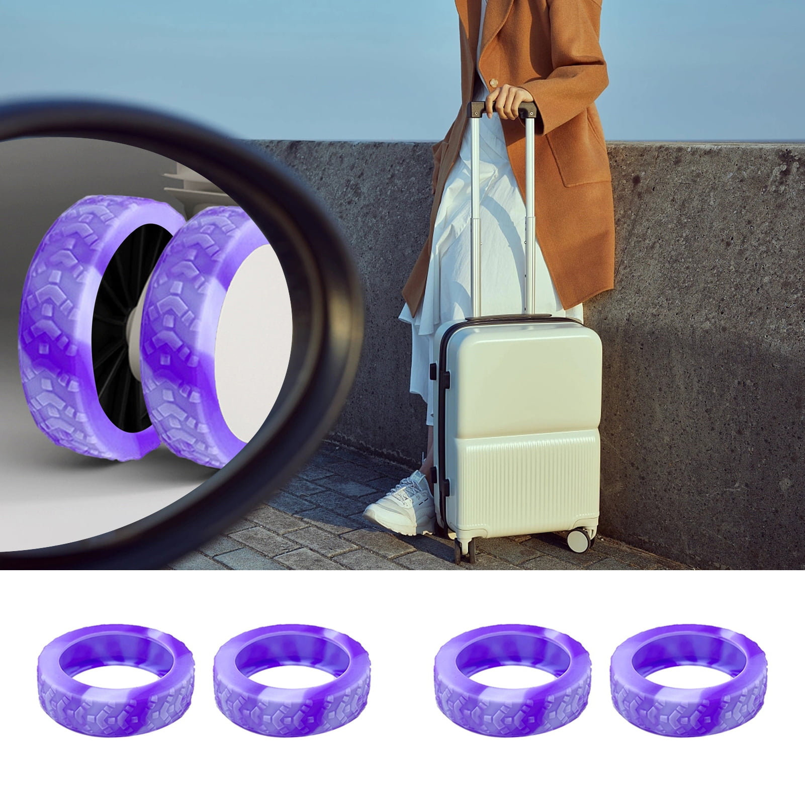 Washranp 4Pcs Carry on Luggage Spinner Wheel Cover,Reduce Noise ...