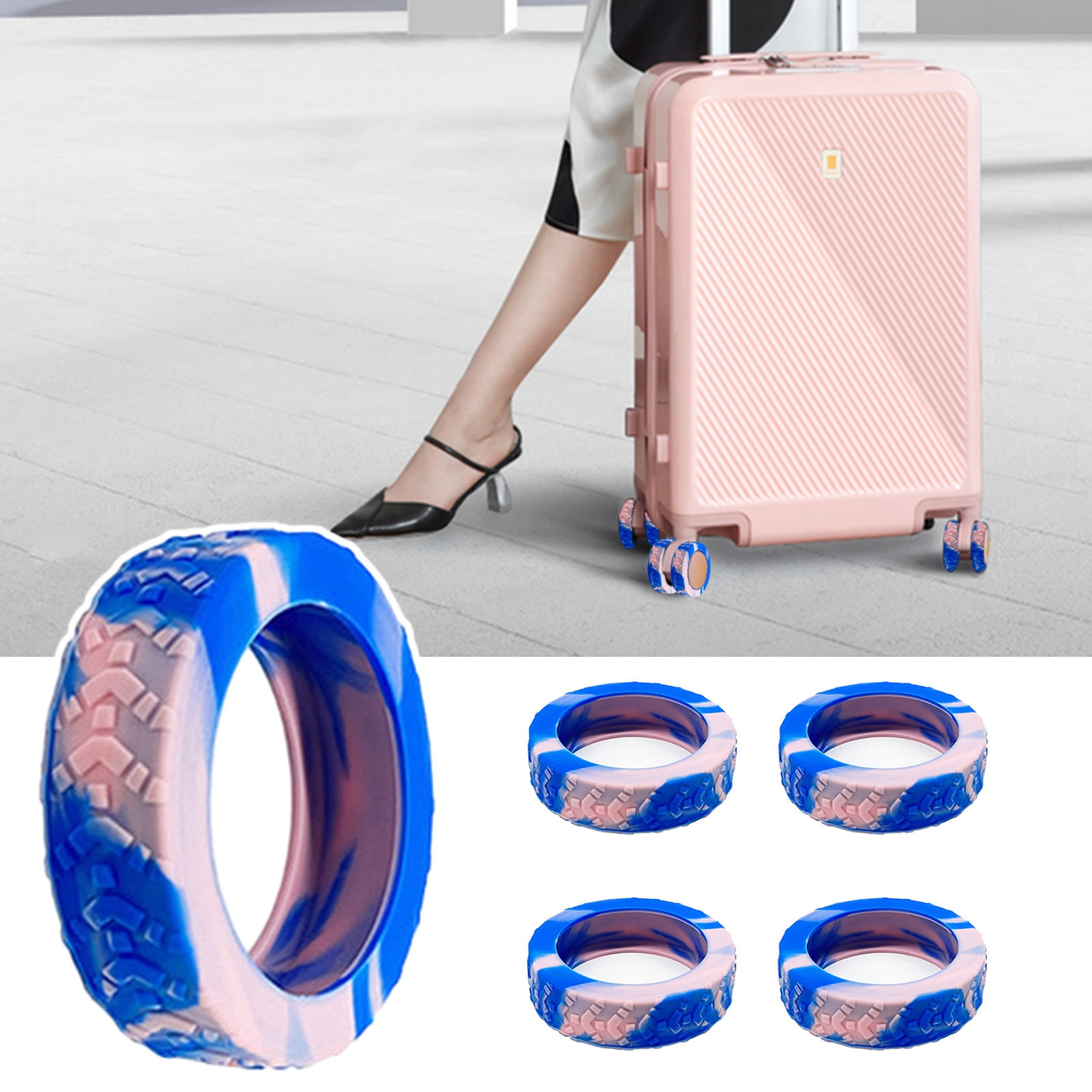 Washranp 4Pcs Carry on Luggage Spinner Wheel Cover,Reduce Noise ...