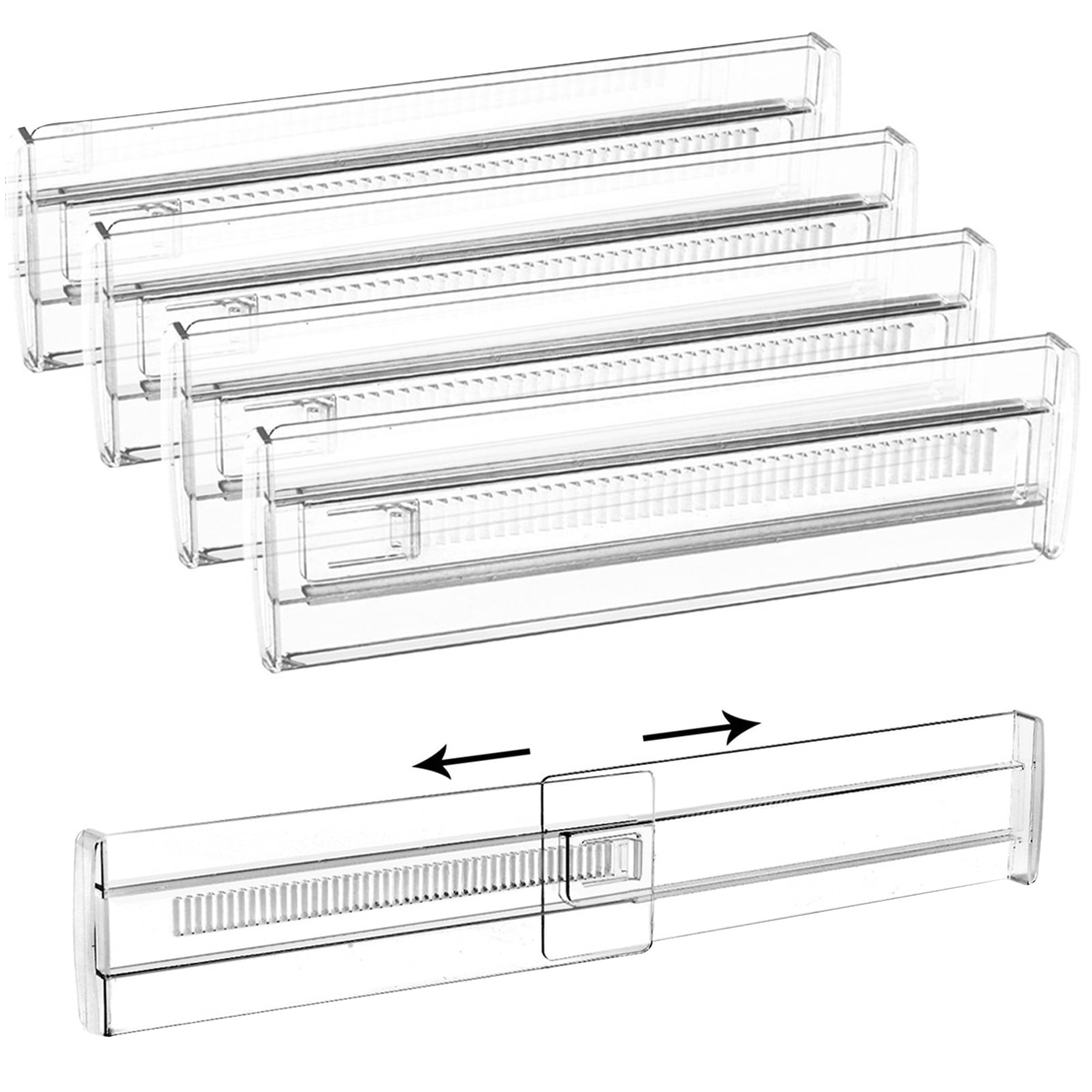 Washranp 4Pcs Clear Drawer Dividers Organizer,3.2" High Adjustable ...