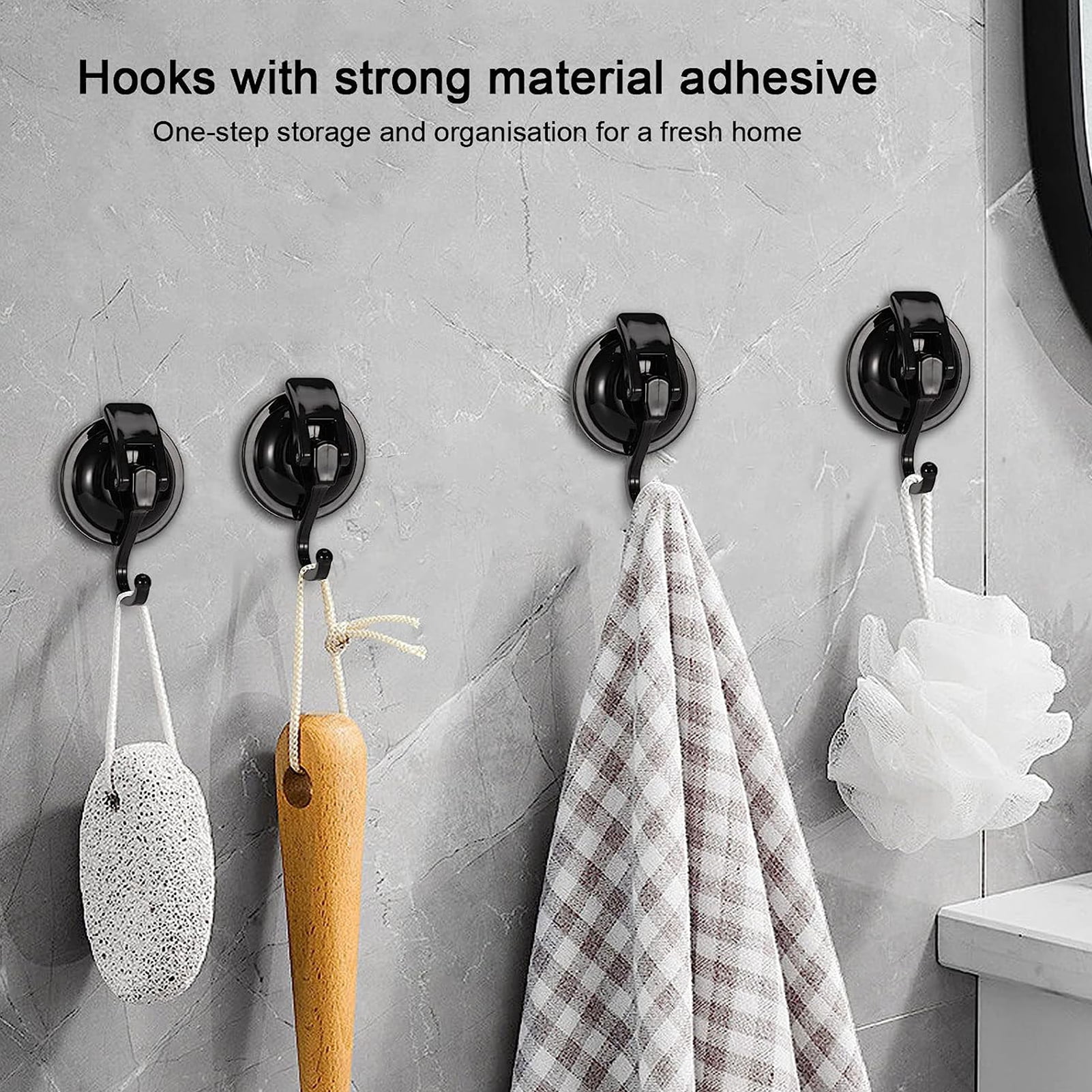 Washranp 4Pcs Suction Cup Hooks,Heavy Duty Vacuum Suction Removable ...