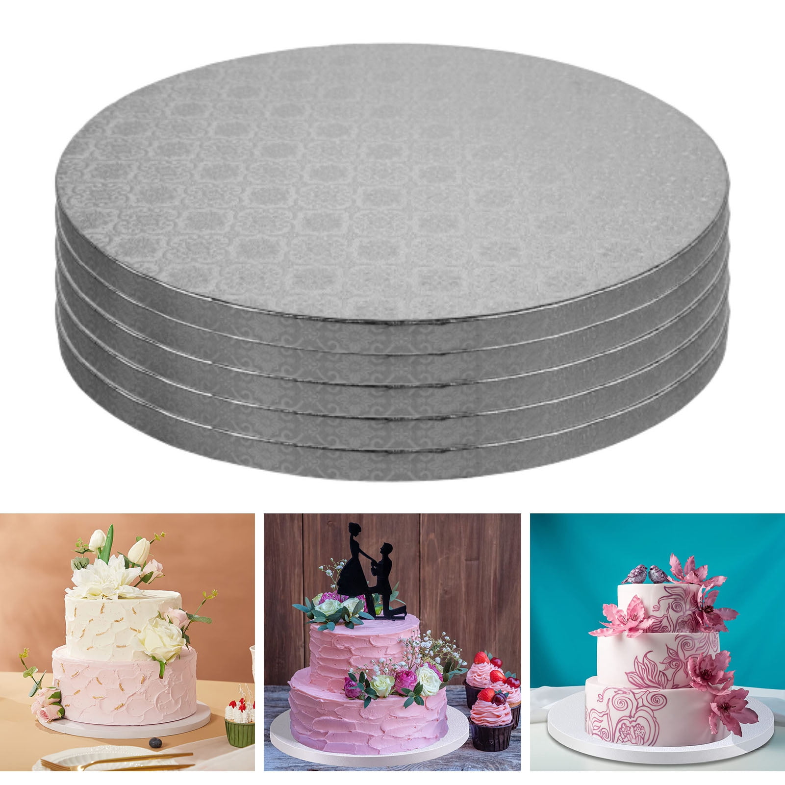 Washranp 5Pcs Cake Round Boards,Food Grade White Corrugated Paper Cake ...