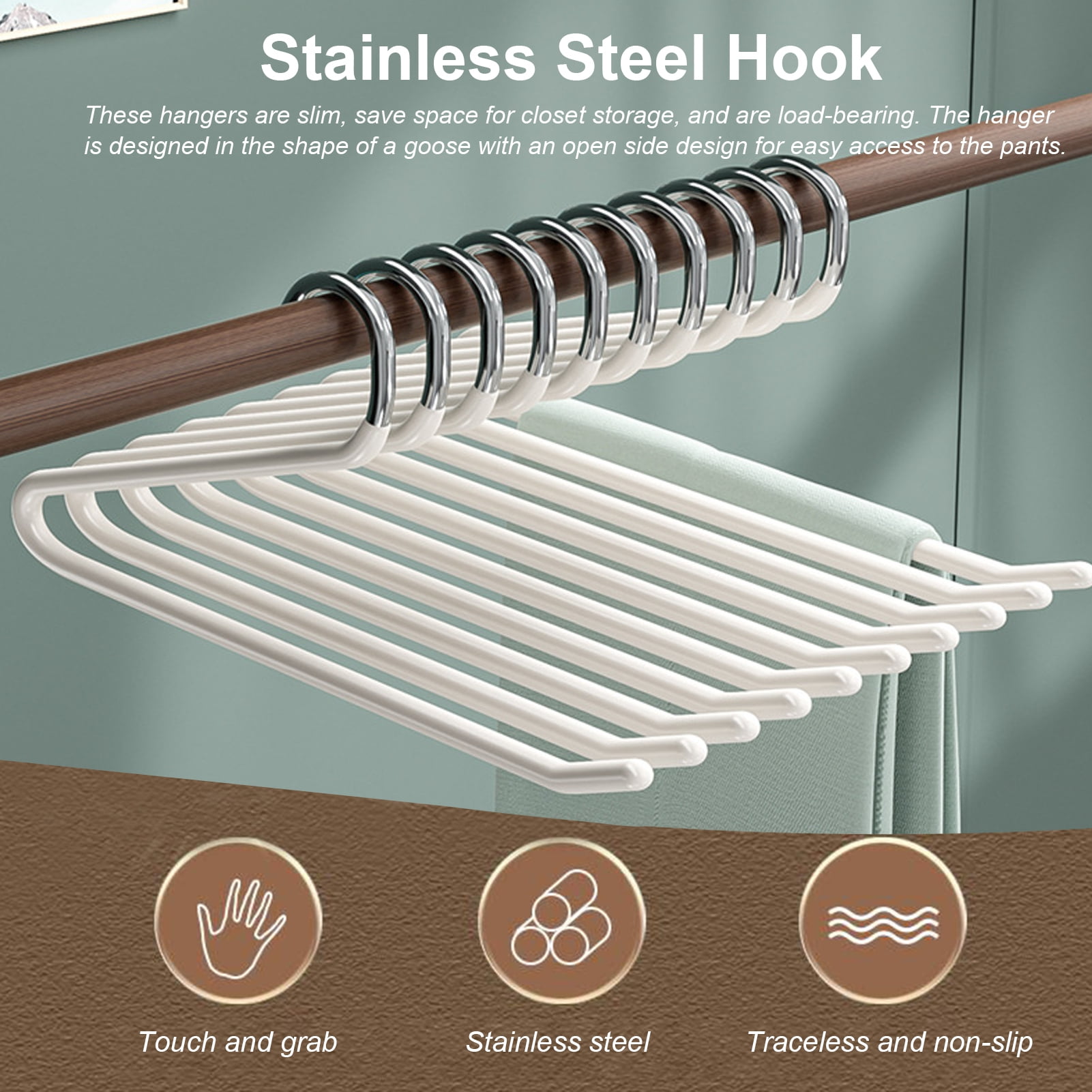 Washranp 5Pcs Stainless Steel Pants Hangers,Heavy Duty Space Saving ...